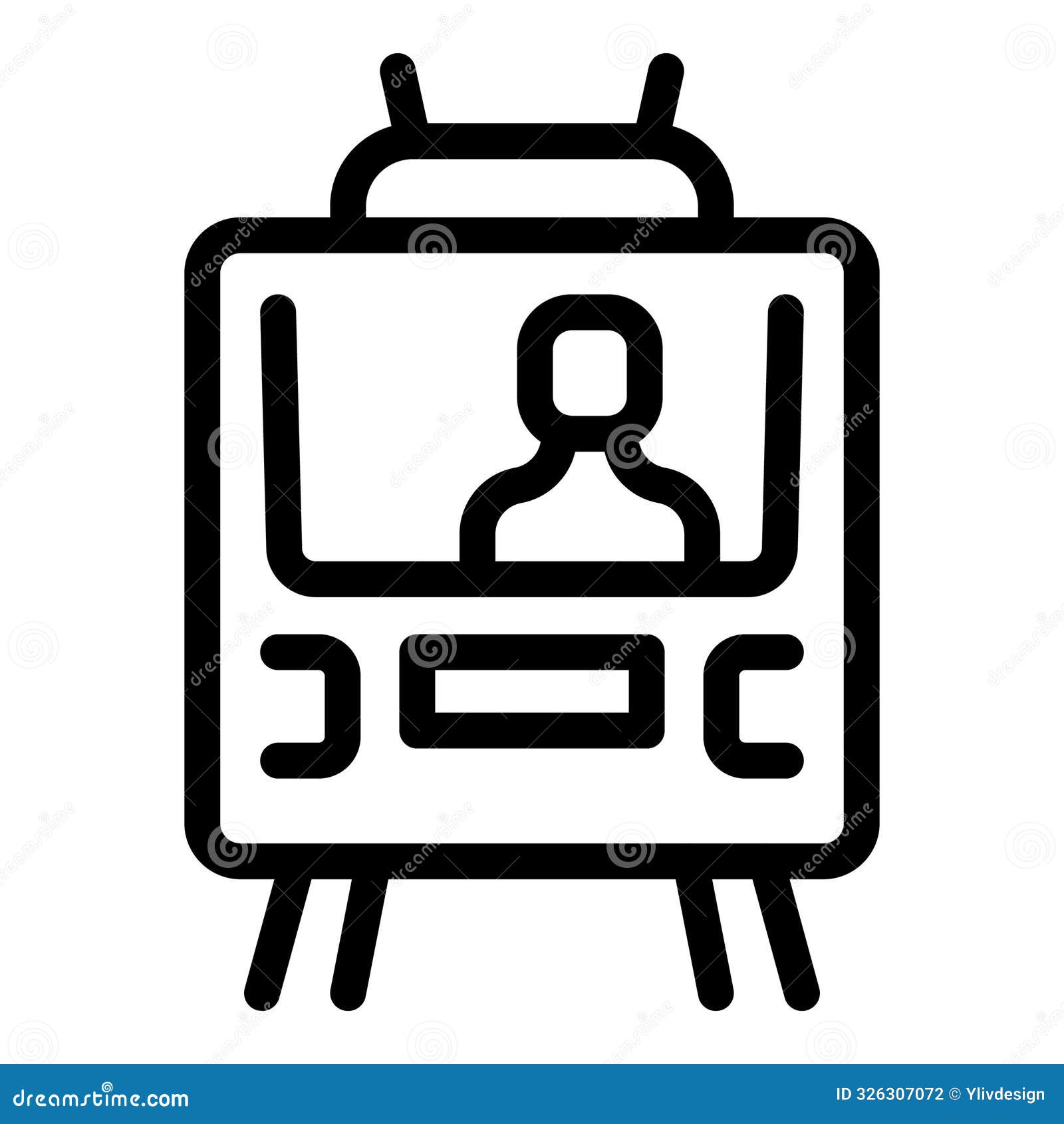 Tram Driver Driving Public Transportation Train Front View Outline ...