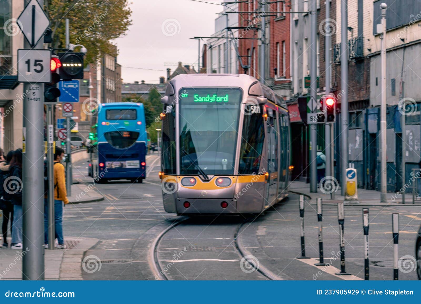 Tram in Dublin City Centre editorial stock image. Image of european ...
