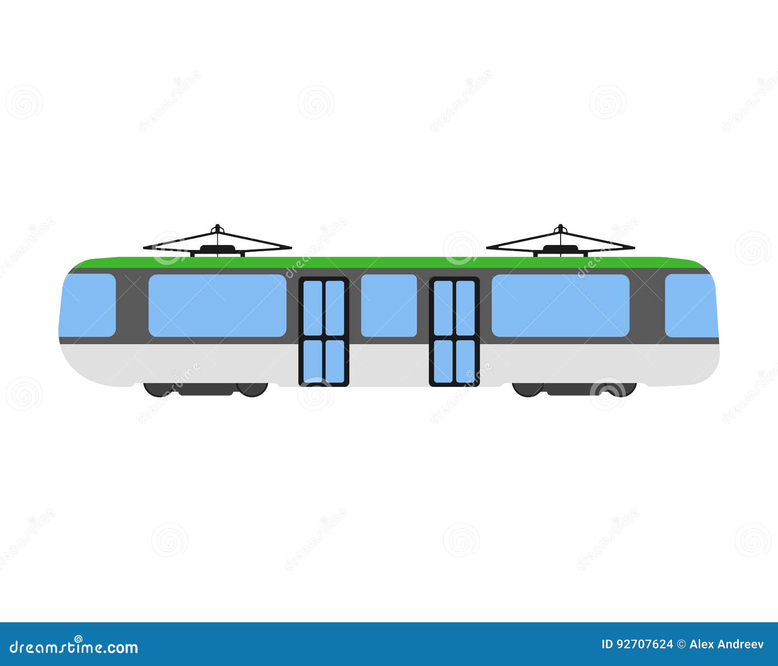 Tram Flat Icon and Logo. Cartoon Vector Illustration Stock Vector ...
