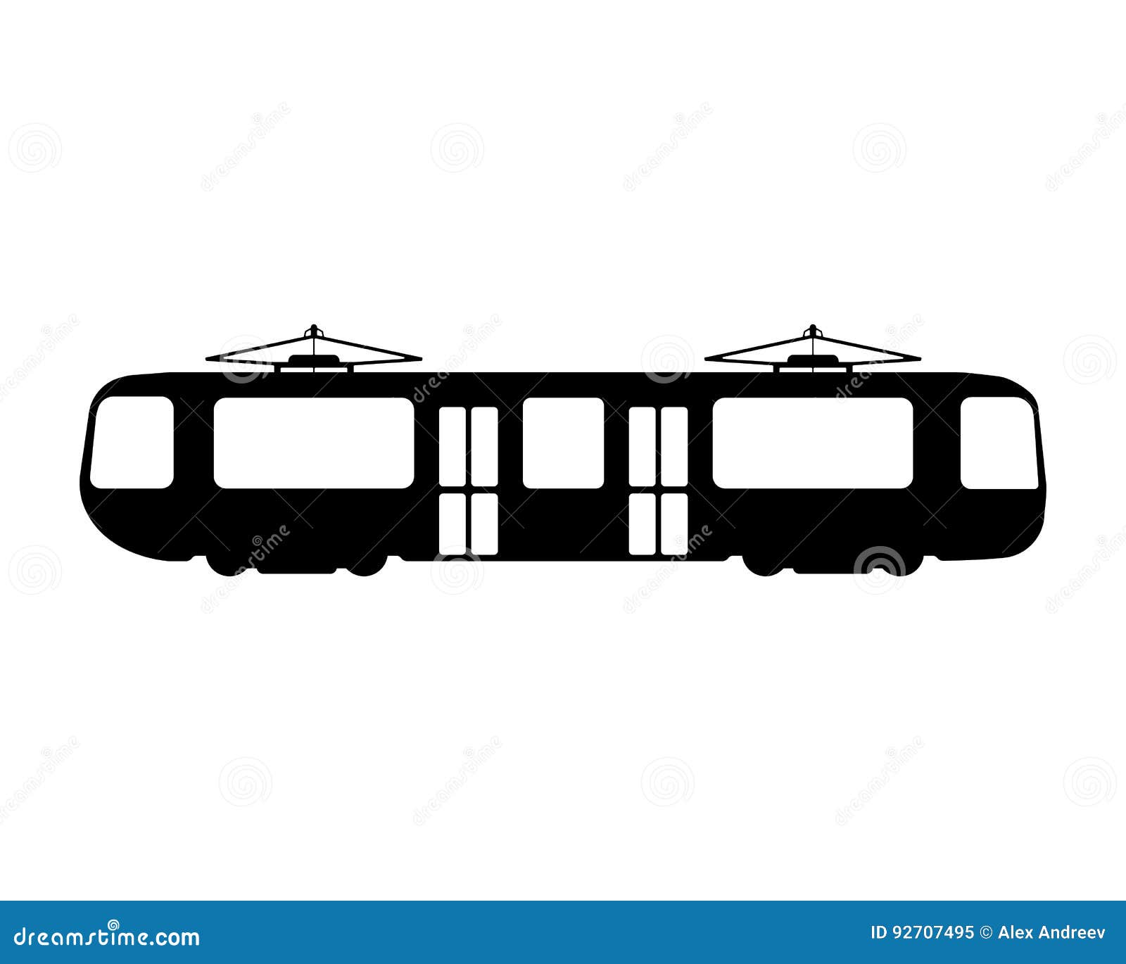 Tram Flat Icon and Logo. Silhouette Vector Illustration Stock Vector ...