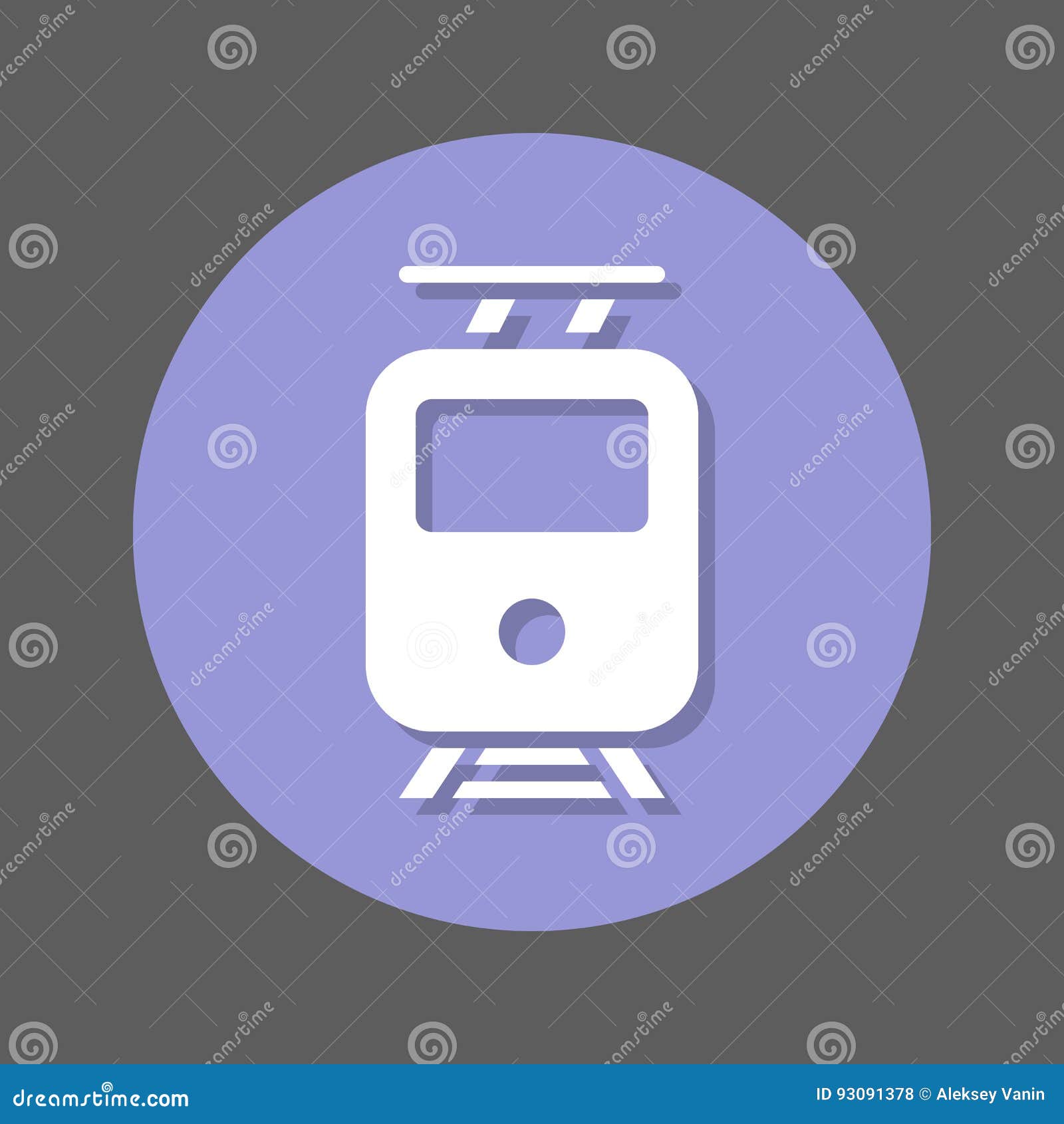 Tram Flat Icon. Round Colourful Button, Circular Vector Sign with Shadow Effect. Flat Style ...