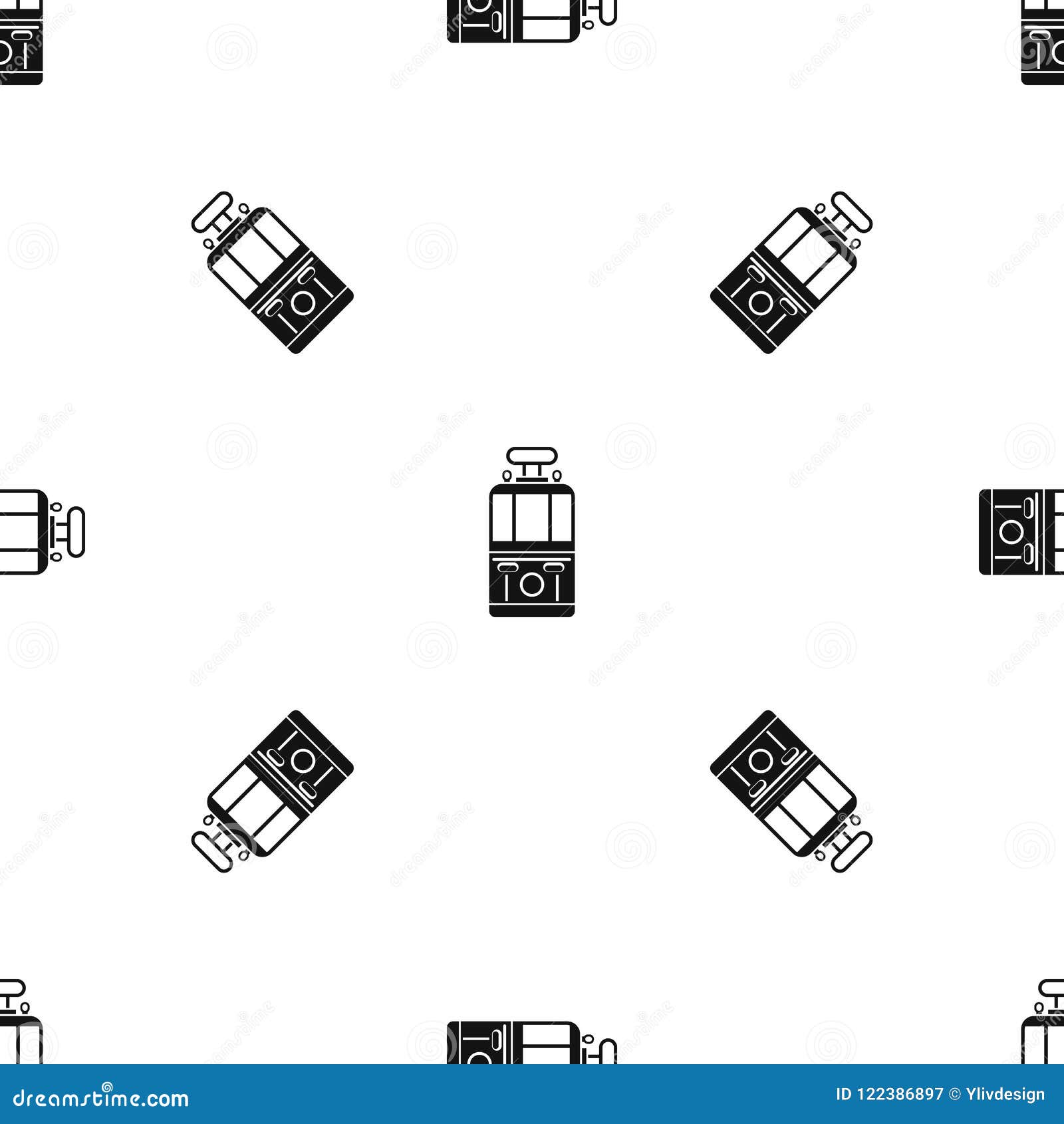 Tram Front View Pattern Seamless Black Stock Vector - Illustration of ...