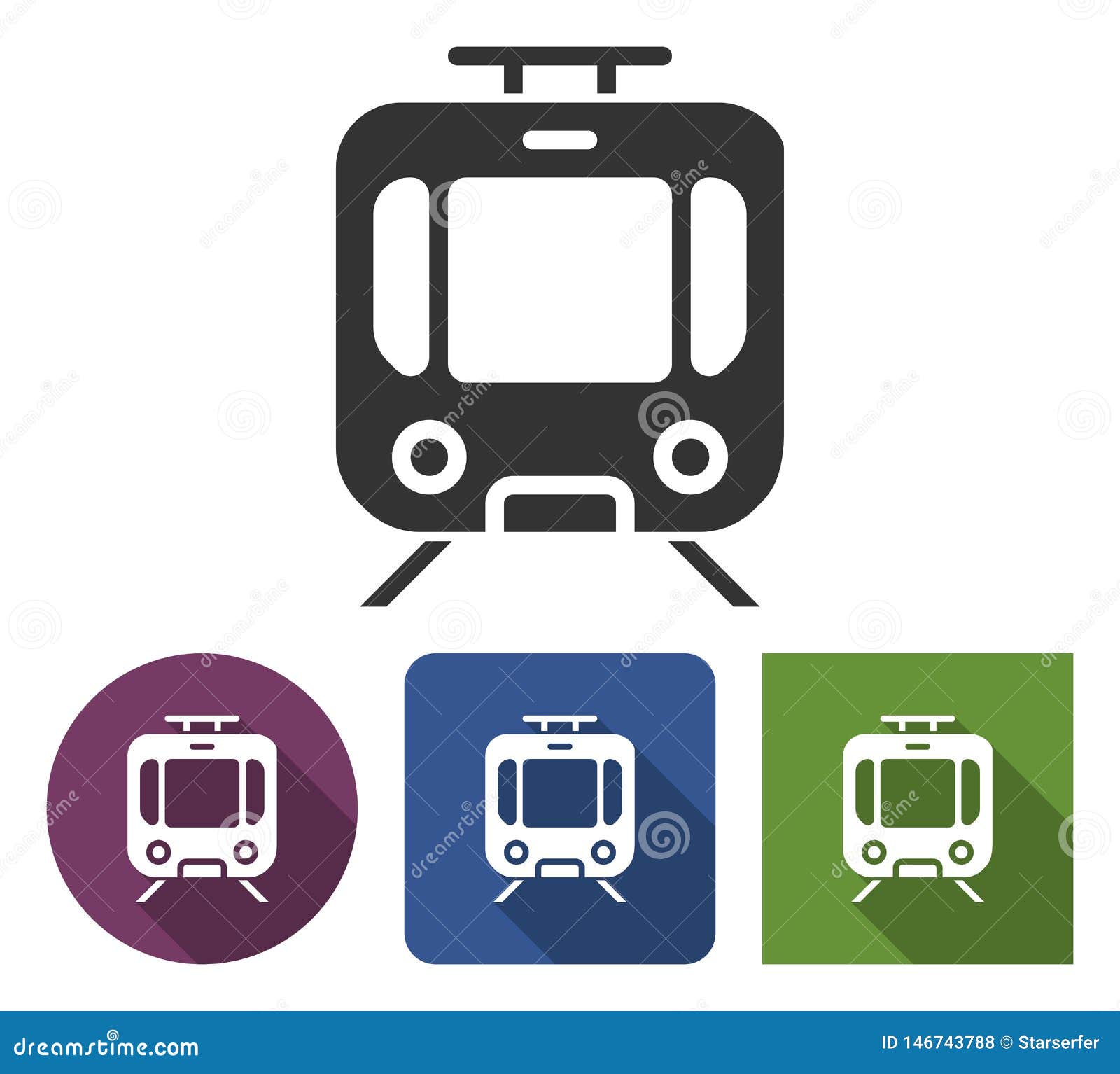 Tram Icon in Different Variants Stock Vector - Illustration of cable ...
