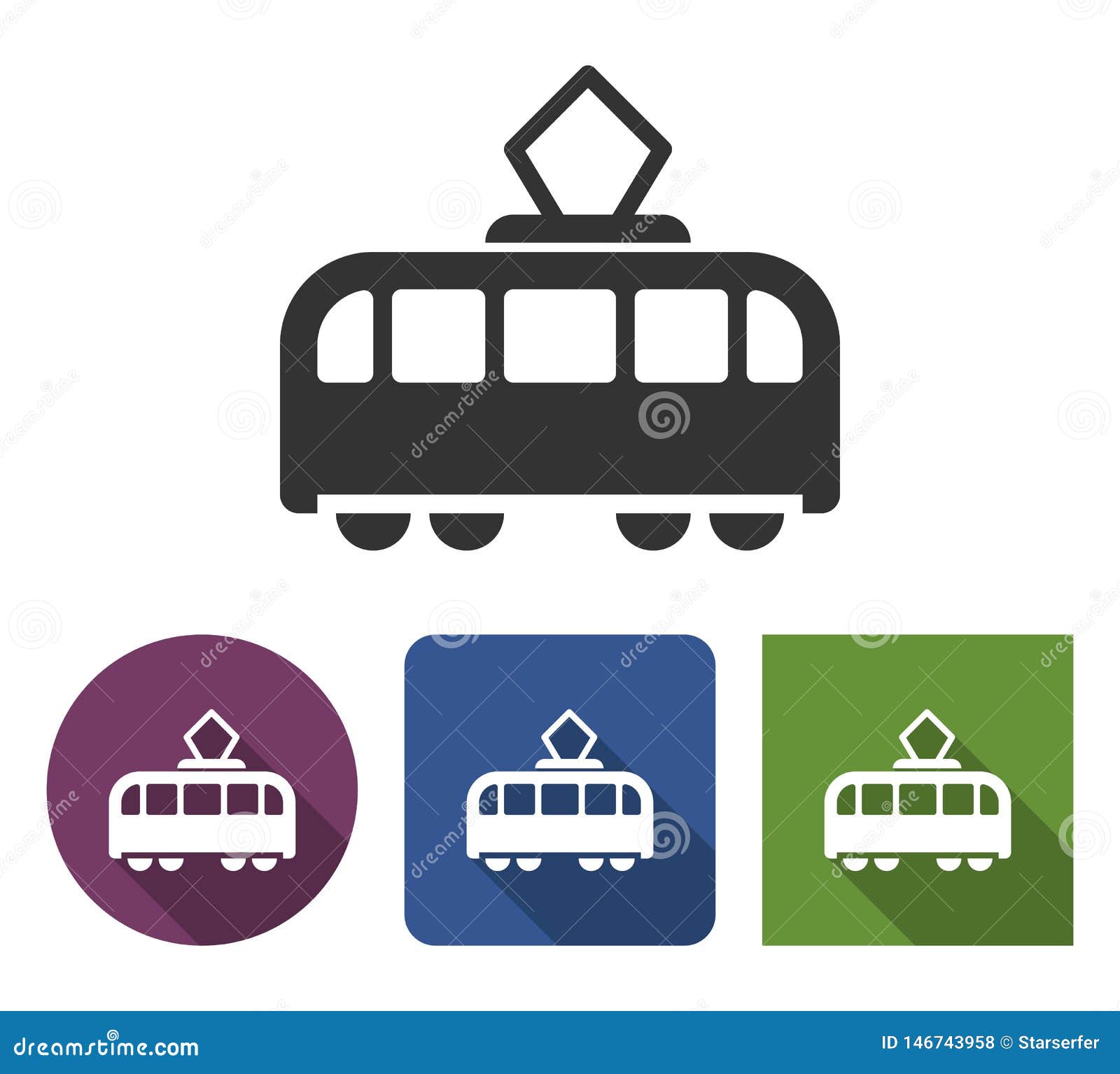 Tram Icon in Different Variants Stock Vector - Illustration of graphic ...