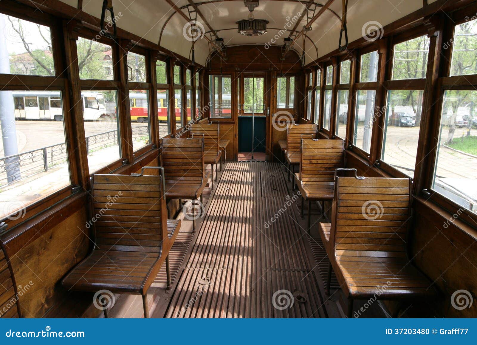 Tram inside stock photo. Image of means, benches, passenger - 37203480