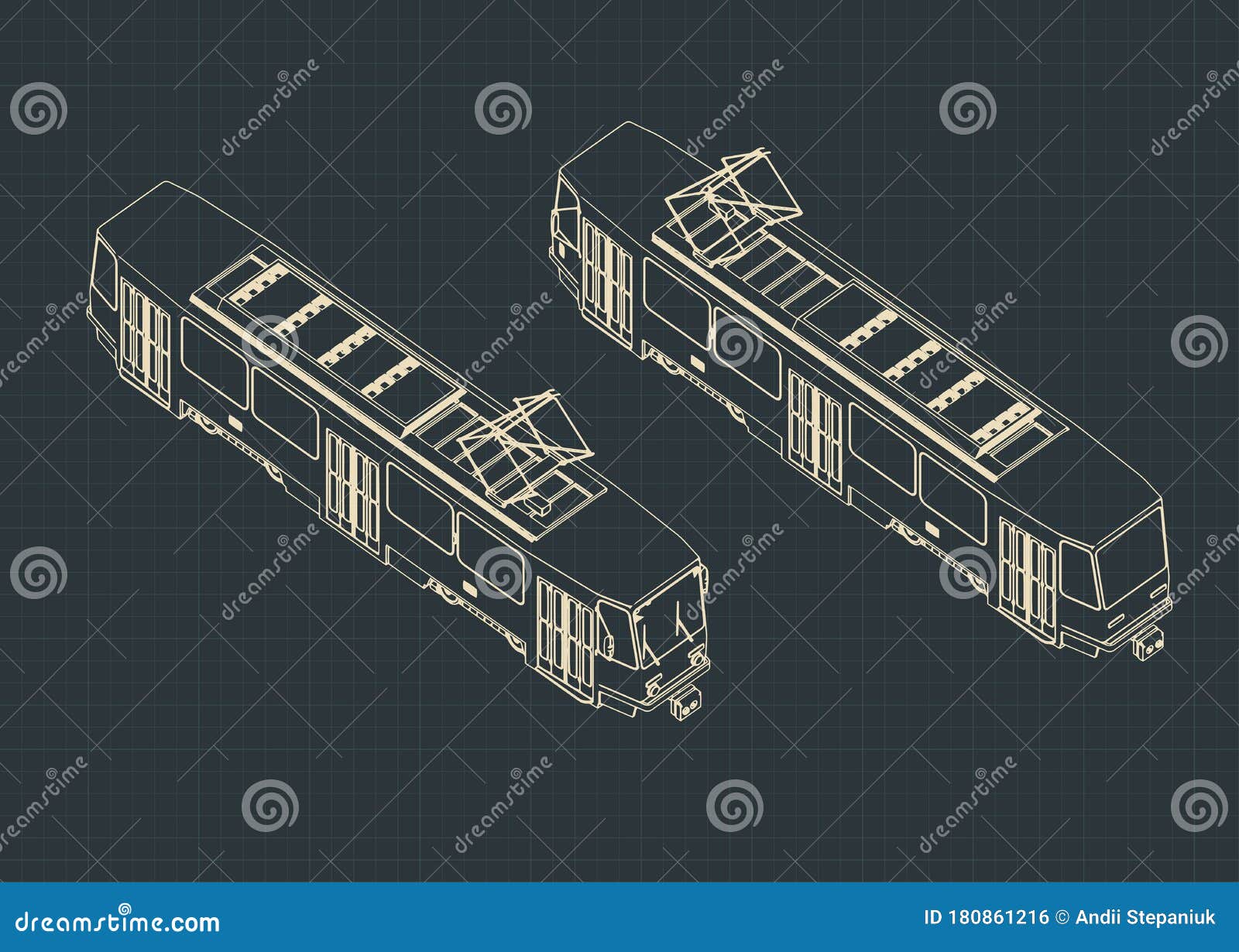Tram Isometric Drawings Vector Illustration Stock Vector - Illustration ...