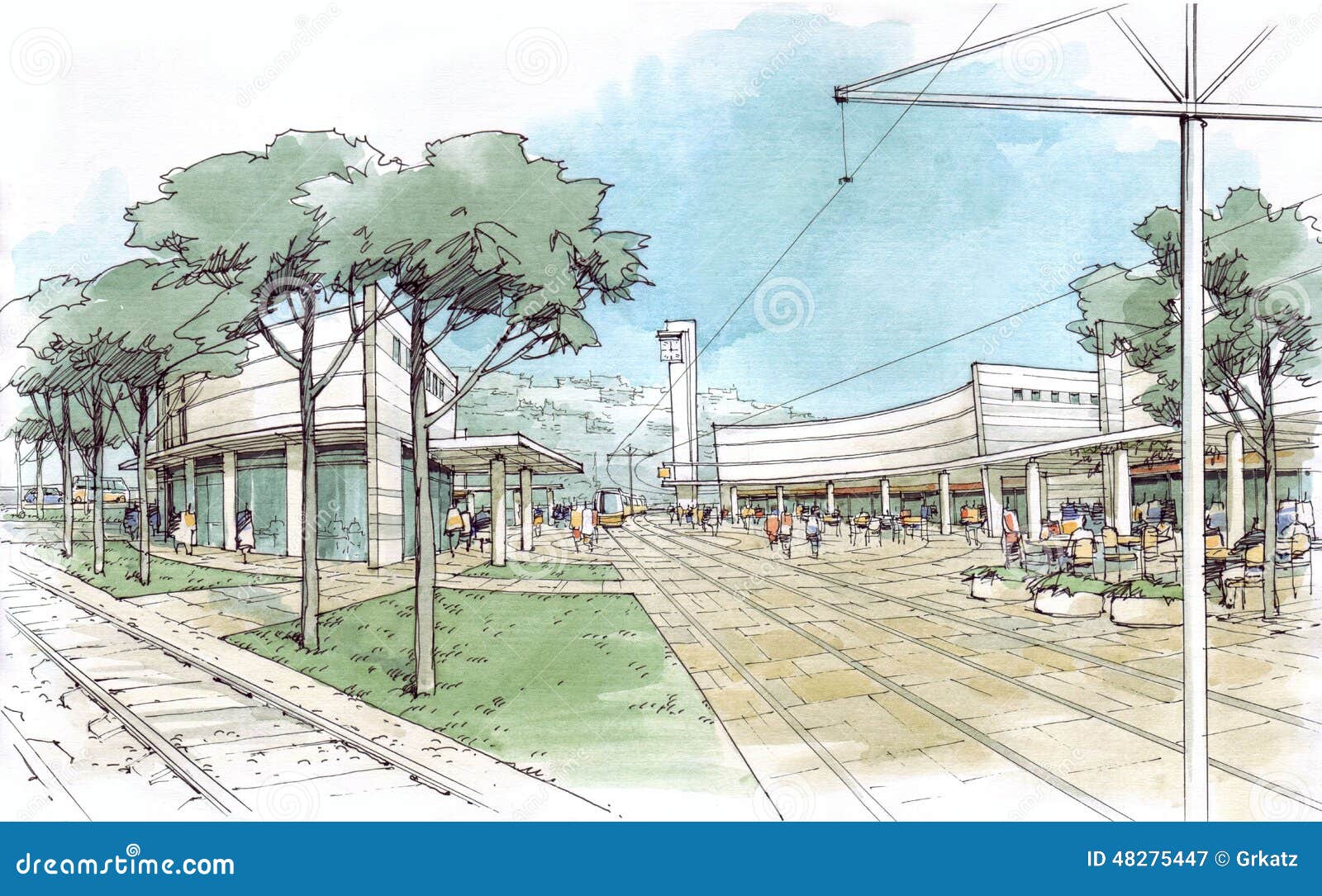 Tram Line And Silhouette Black Icon Set. Streetcar, Tramway Pictogram ...