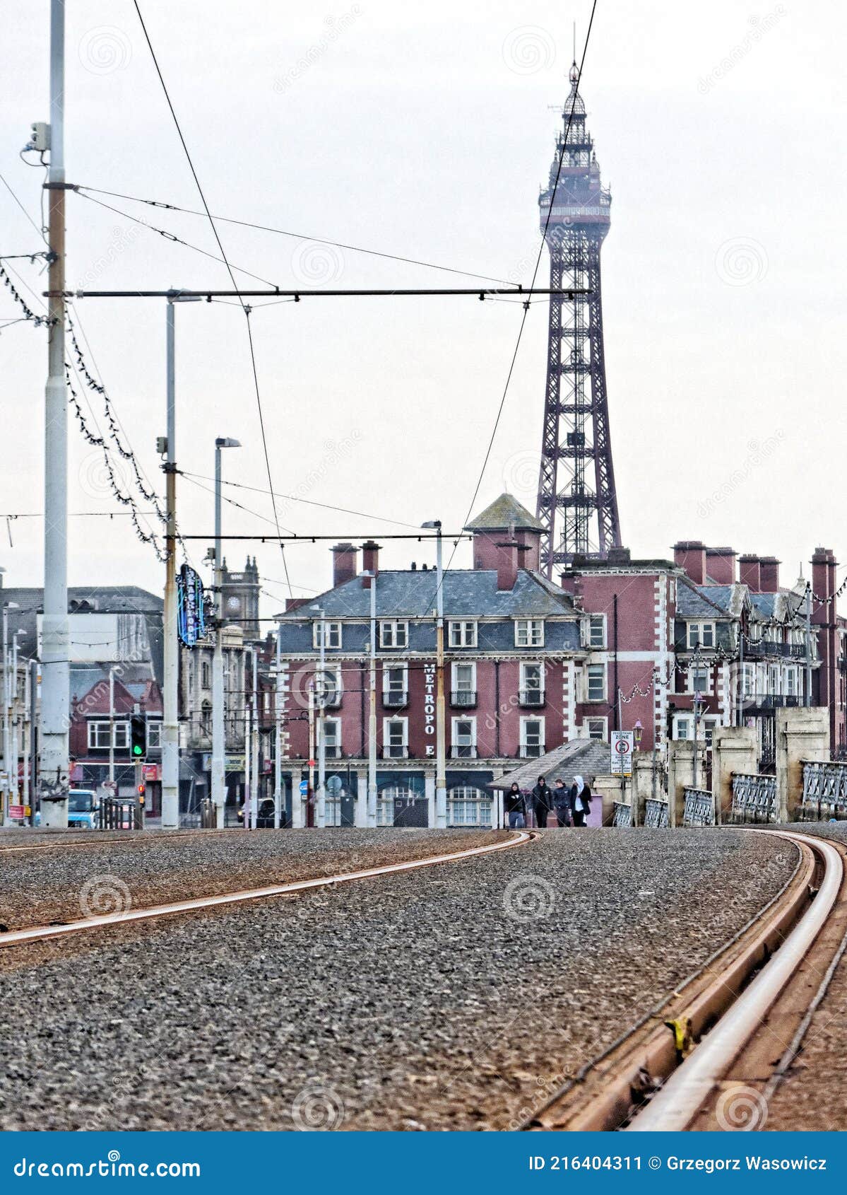 Tram Line with a View on the Blackpool Tower Editorial Photo - Image of ...