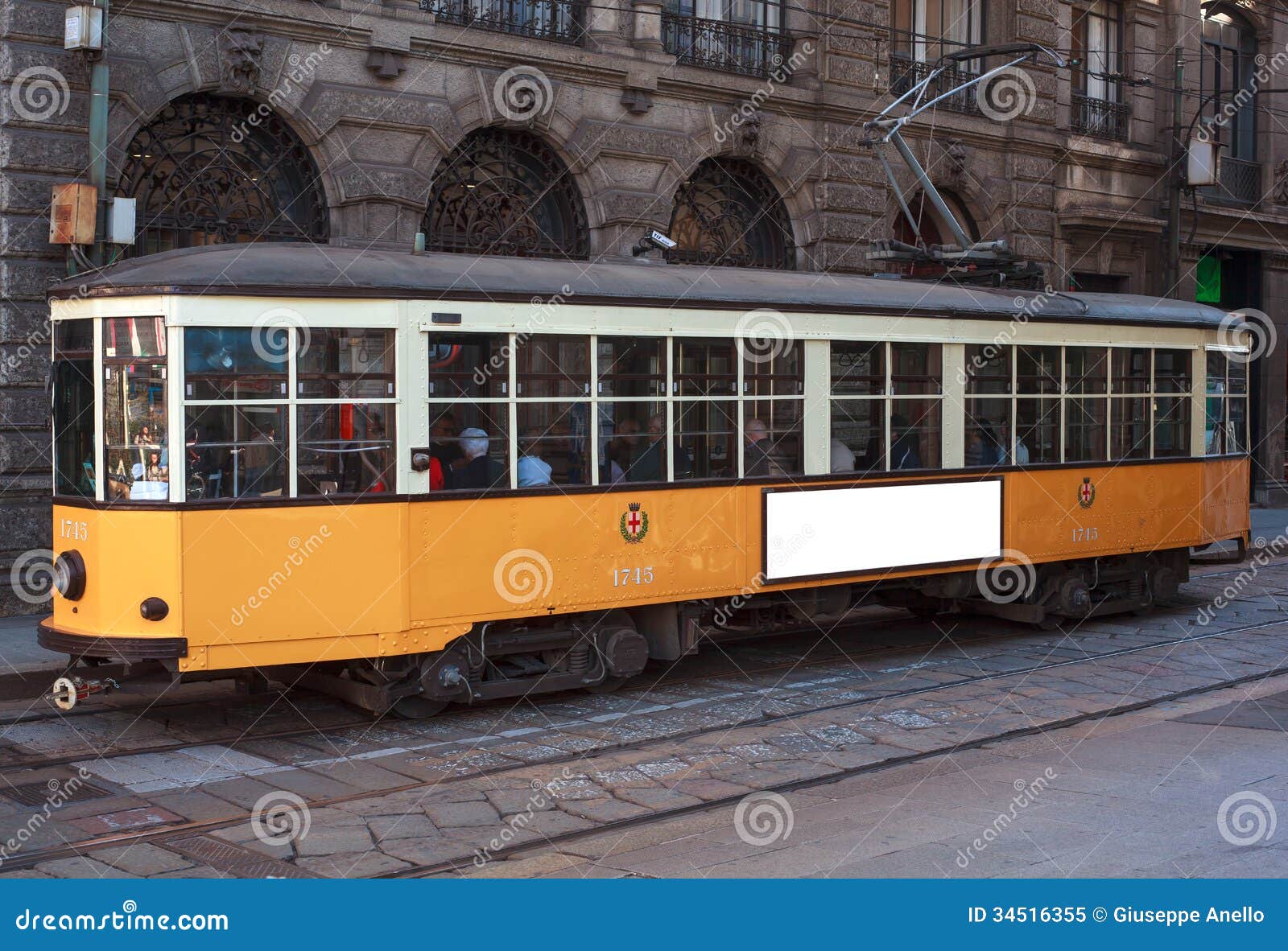 Tram in Milan editorial image. Image of walk, outdoor - 34516355