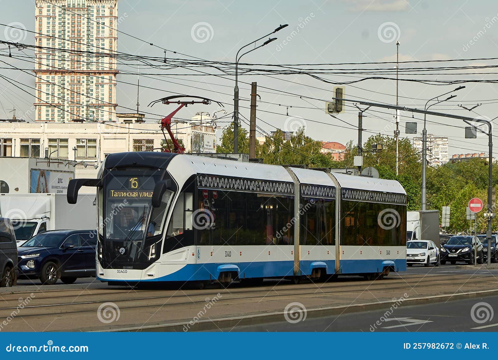 Tram in Moscow city editorial photography. Image of track - 257982672