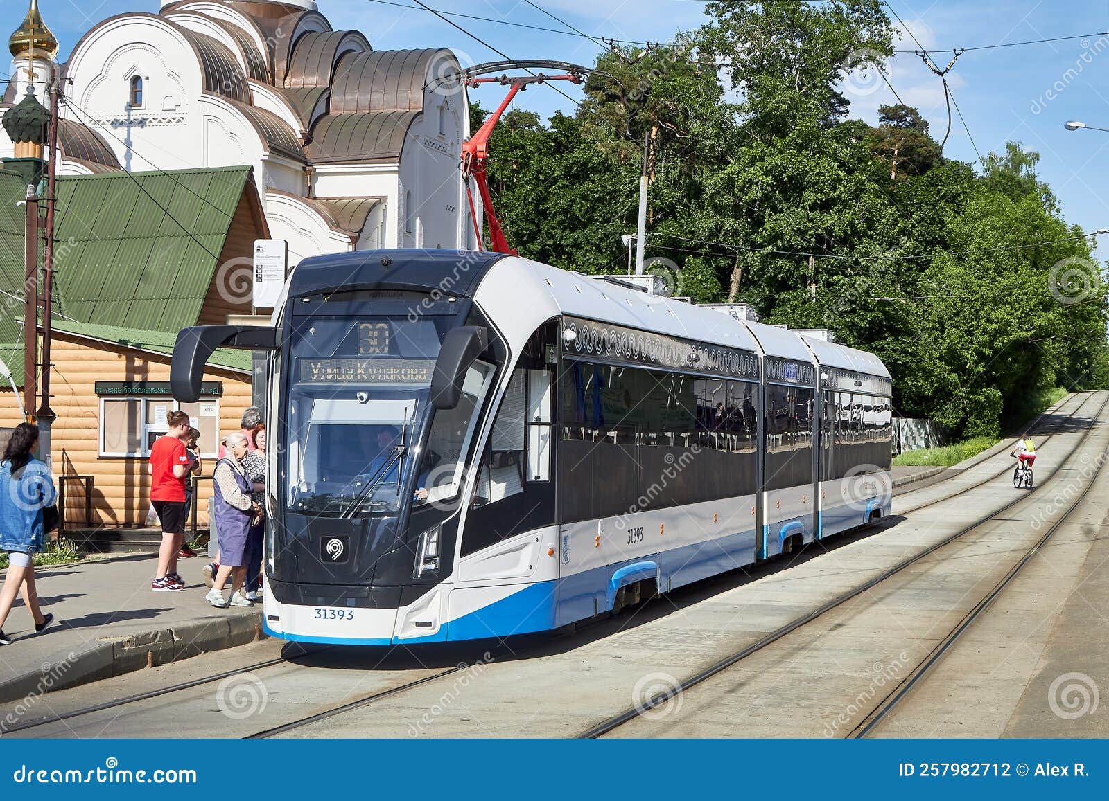 Tram in Moscow city editorial photography. Image of passenger - 257982712