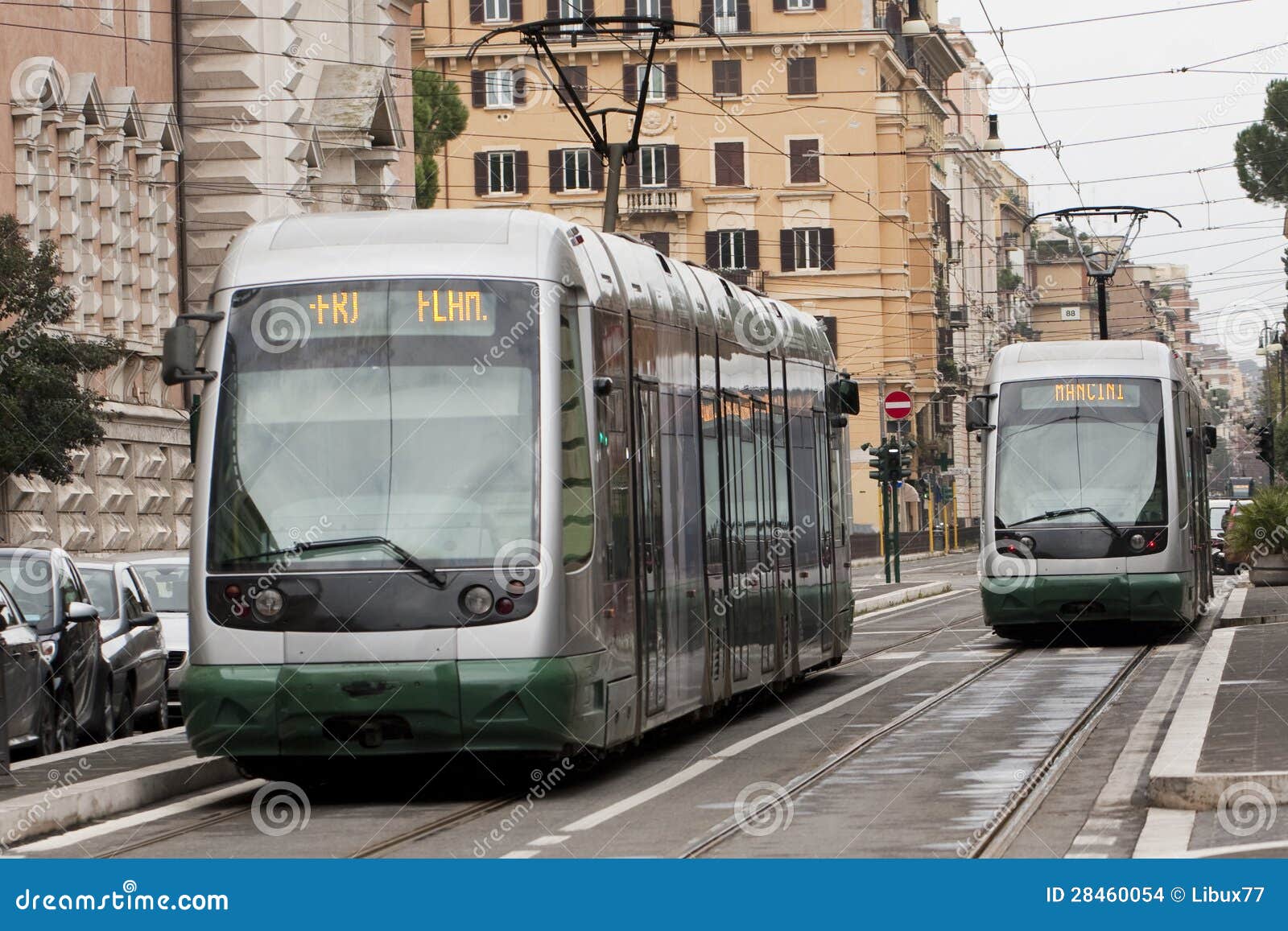 Tram on the Move in Rome stock photo. Image of modern - 28460054
