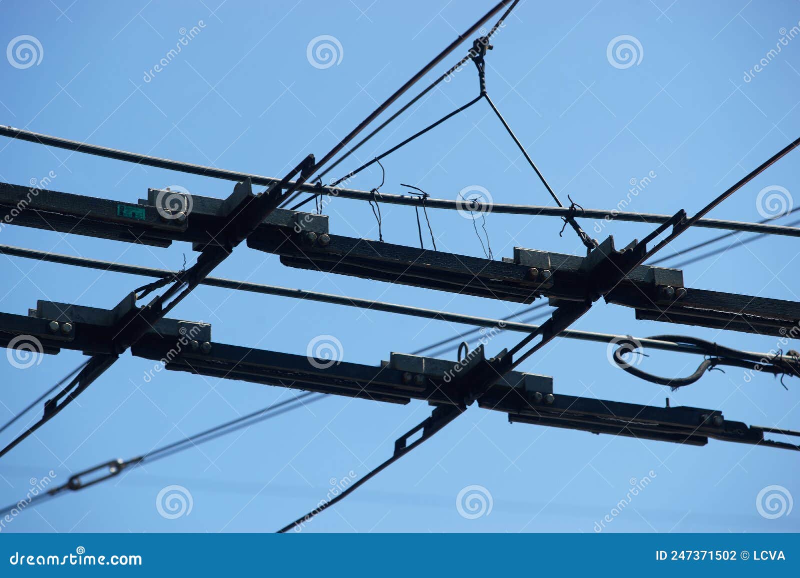 Tram power lines editorial photography. Image of intersection - 247371502