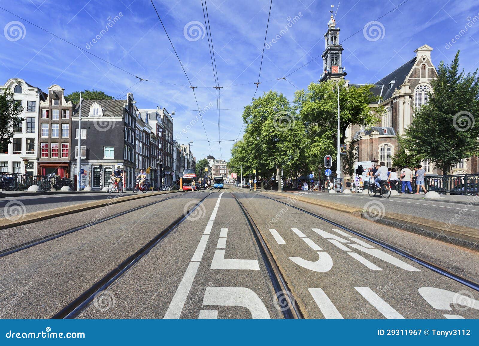 Tram Rails in Amsterdam Old Town Editorial Photography - Image of ...