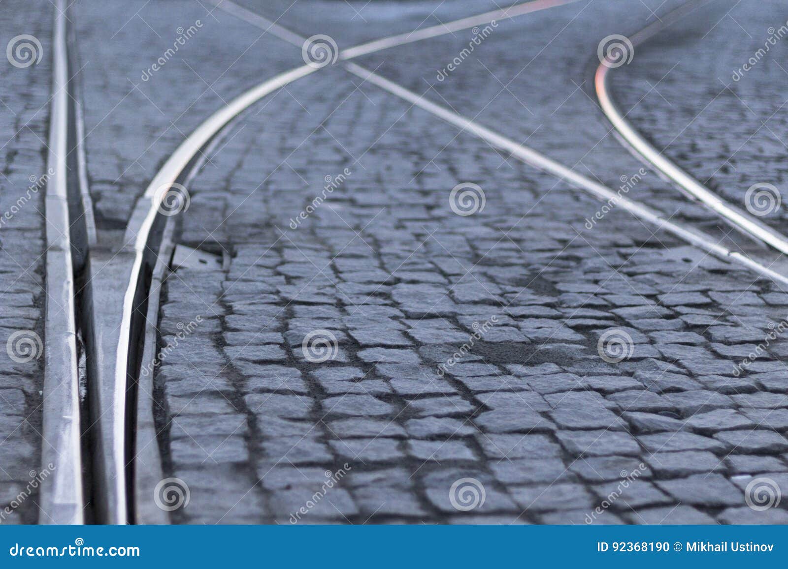 Tram rails stock photo. Image of pattern, move, block - 92368190