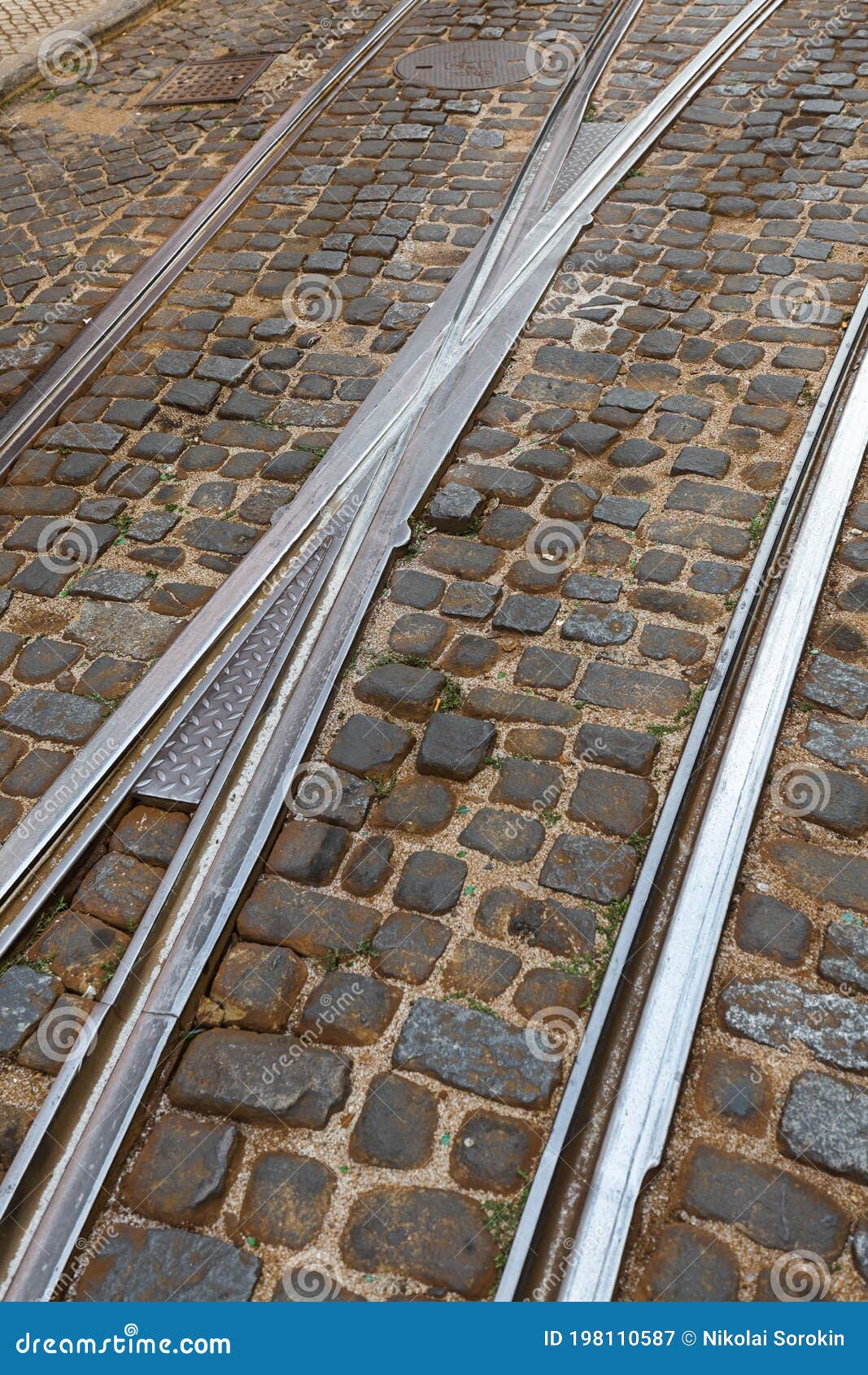 Tram Rails And Cables Scenery. Tramway Tracks And Traction Photo ...