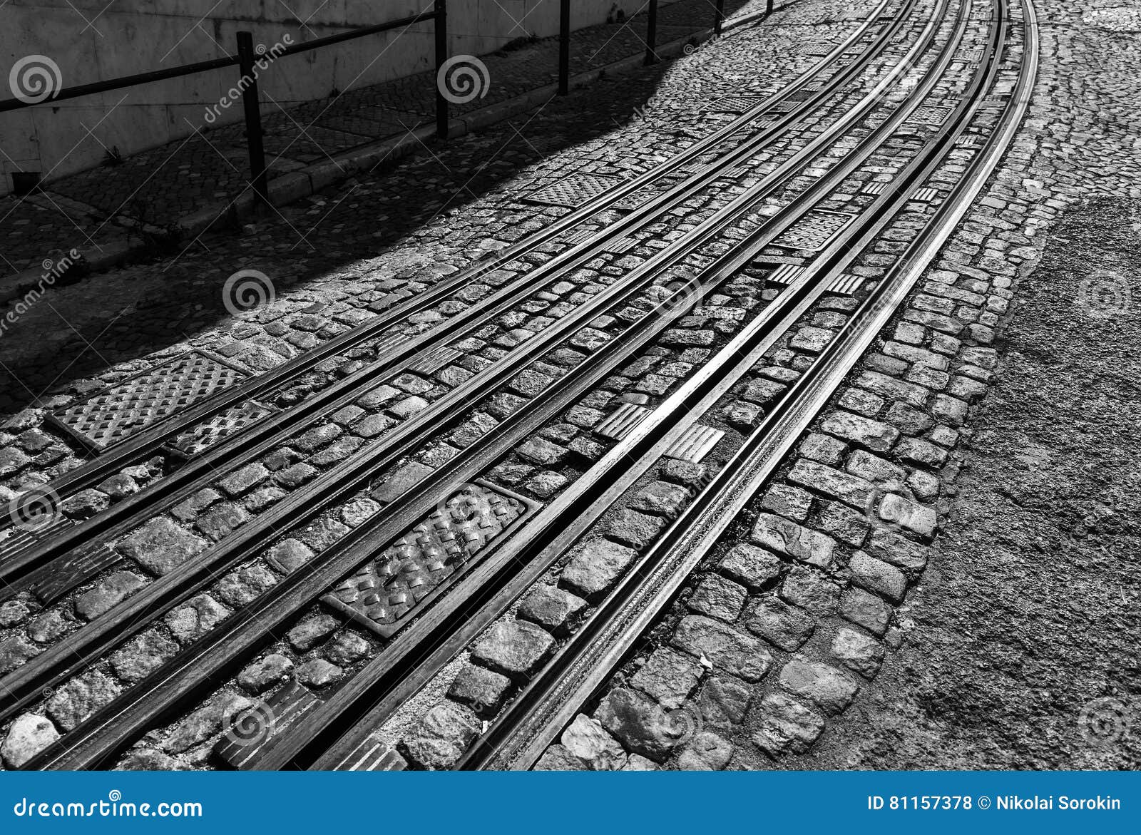 Tram Rails And Cables Scenery. Tramway Tracks And Traction Photo ...