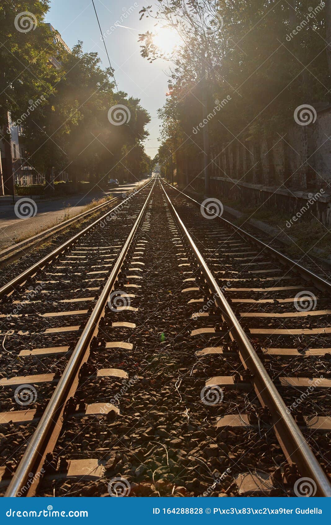 Tram Rails Wida Angle Close Up Stock Photo - Image of public, scene ...