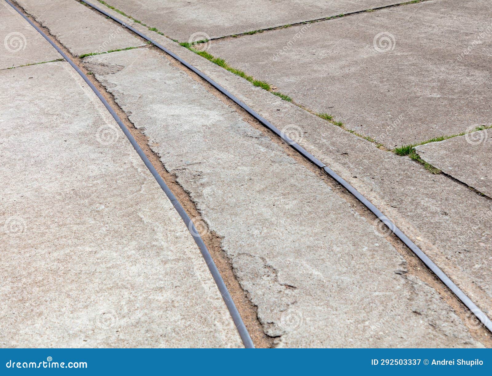 Tram Railway on an Asphalt Road. Background Stock Image - Image of ...