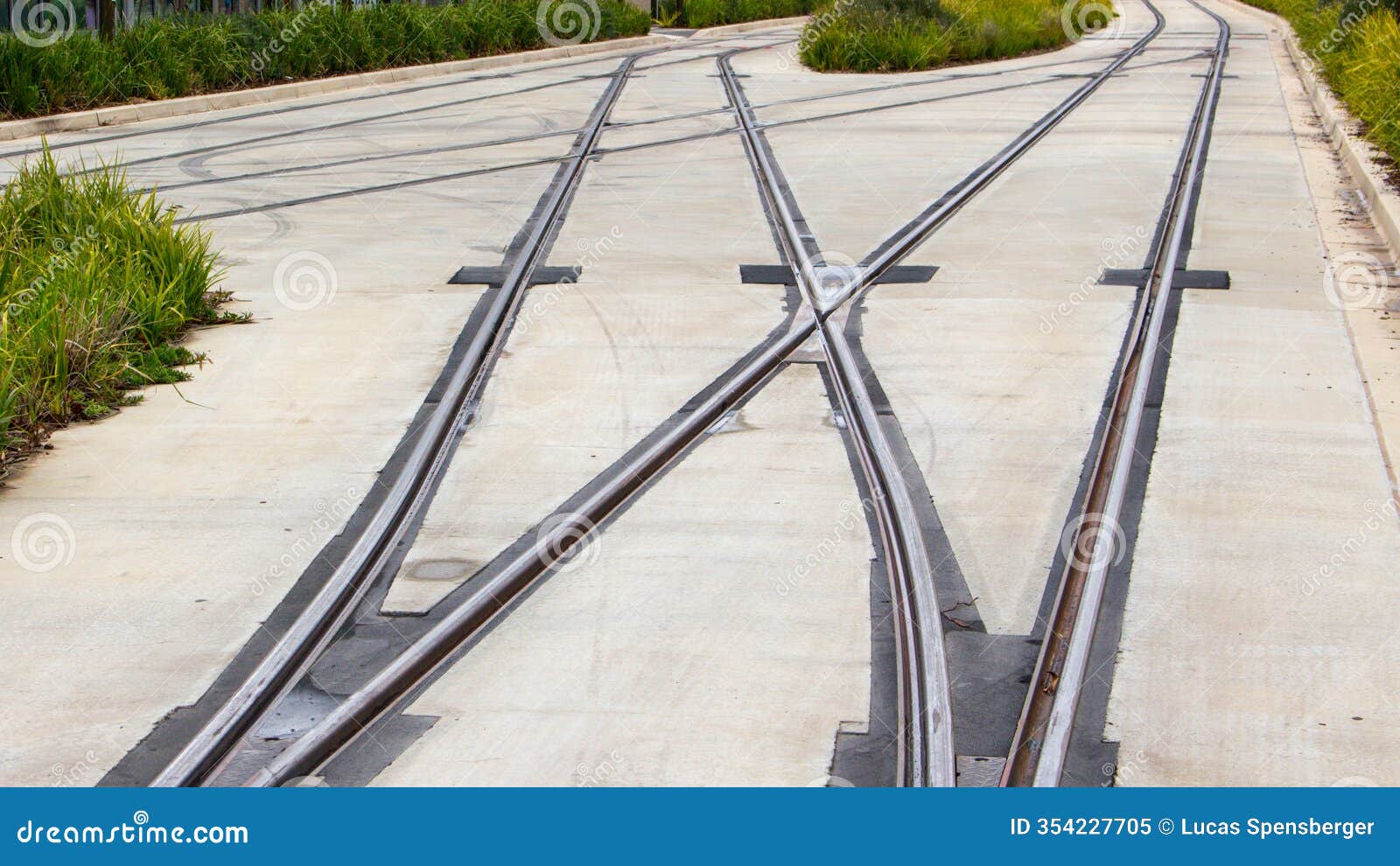 A Tram Railways Intersection Crossing. Stock Image - Image of ...
