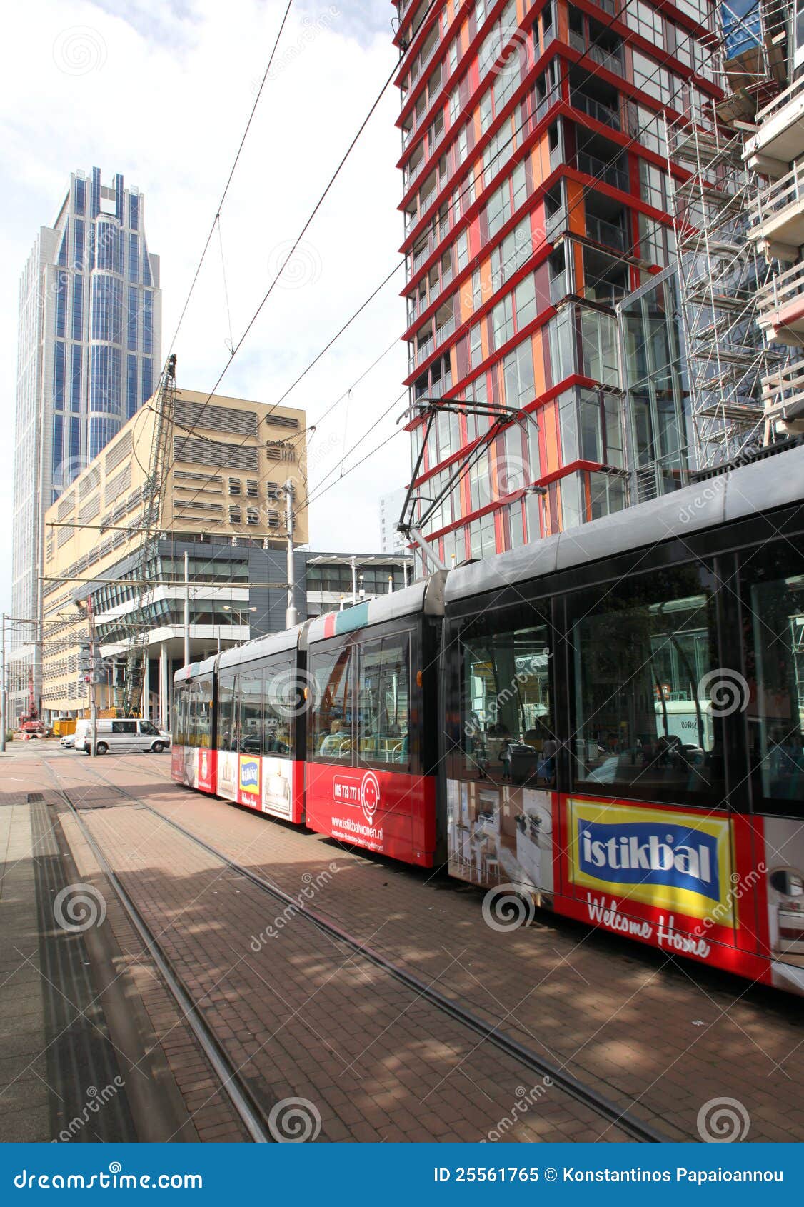 Tram in Rotterdam editorial image. Image of building - 25561765