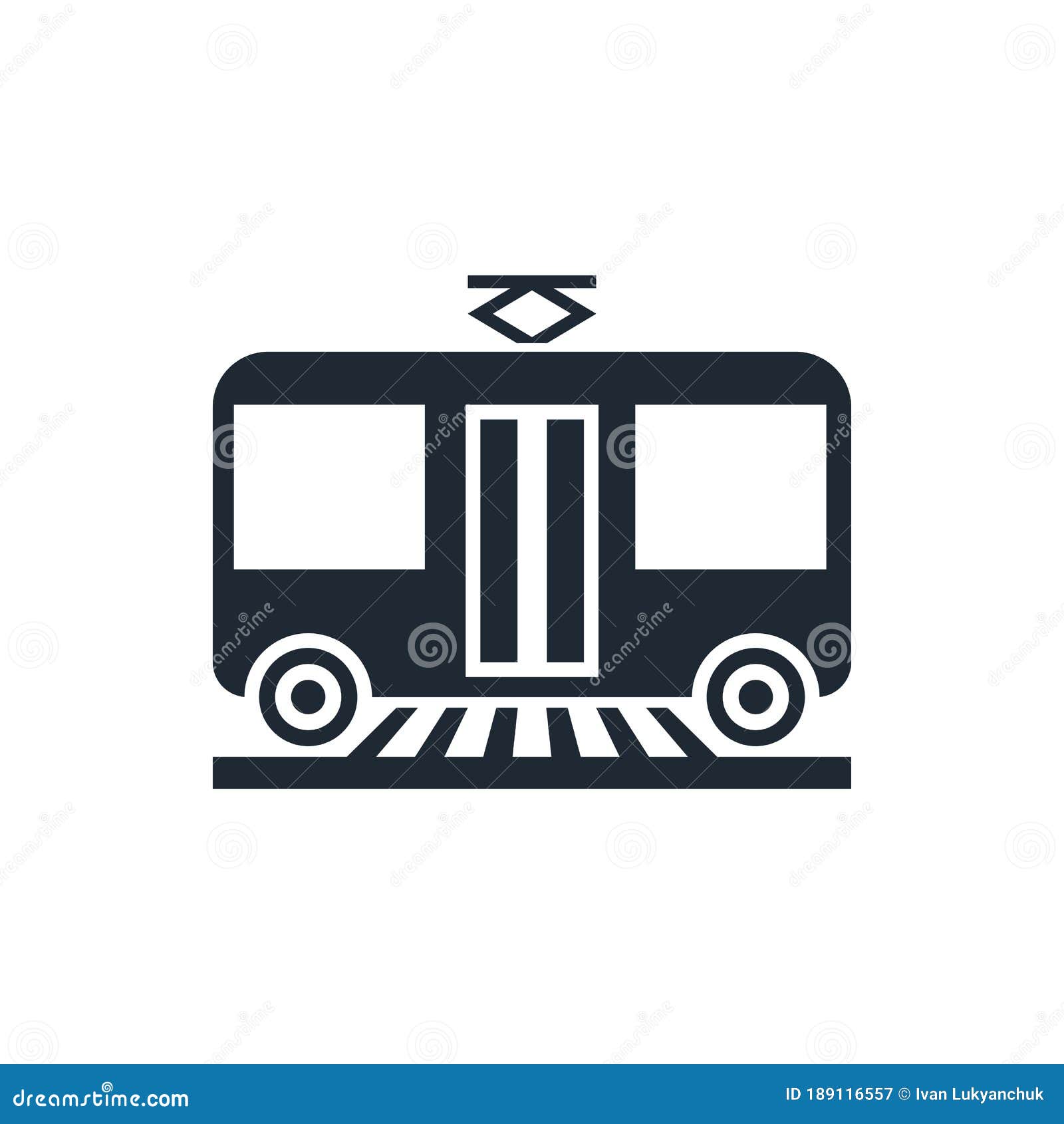 Tram sign icon stock vector. Illustration of design - 189116557