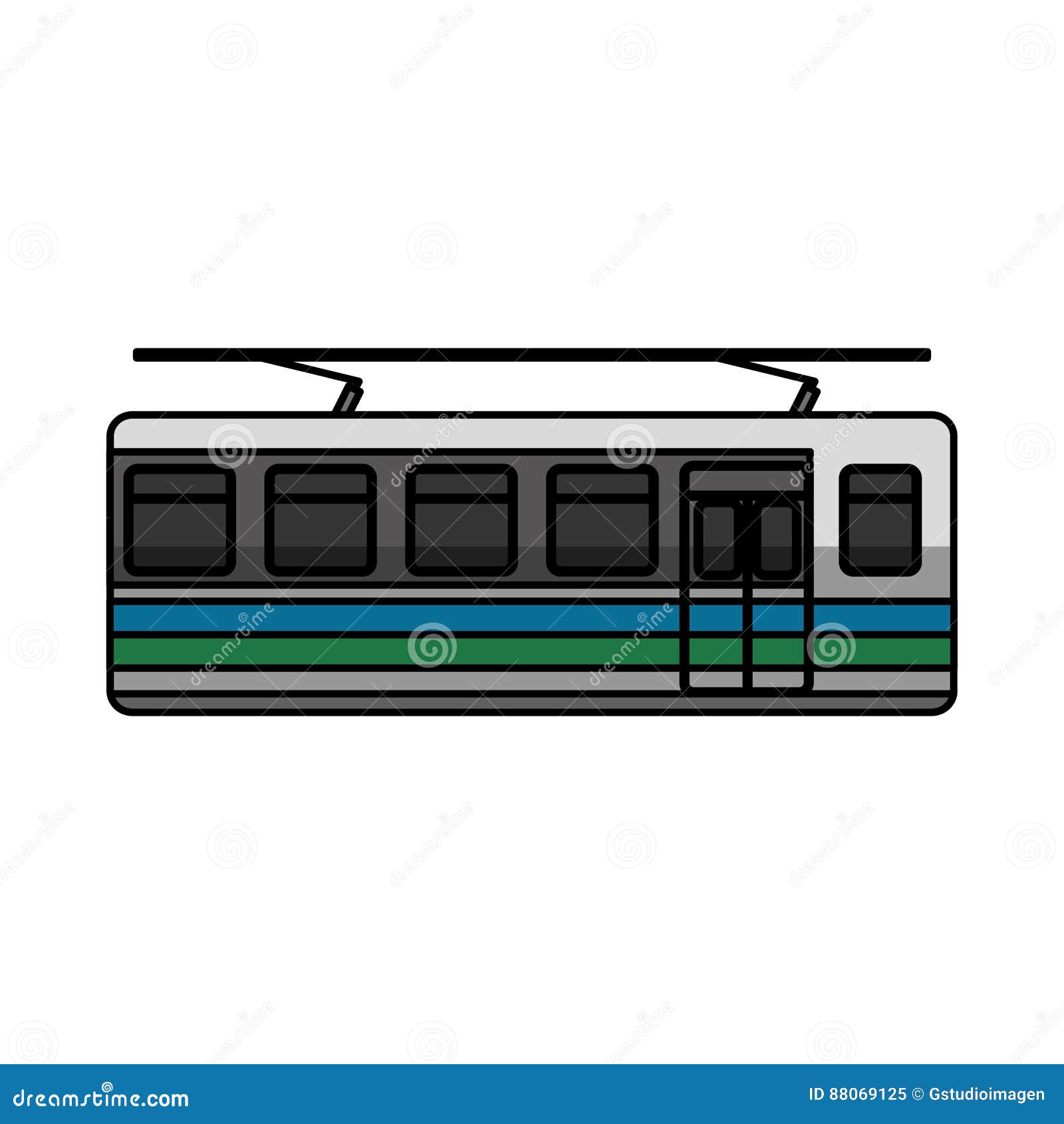Tram Silhouette Isolated Icon Cartoon Vector | CartoonDealer.com #88069125