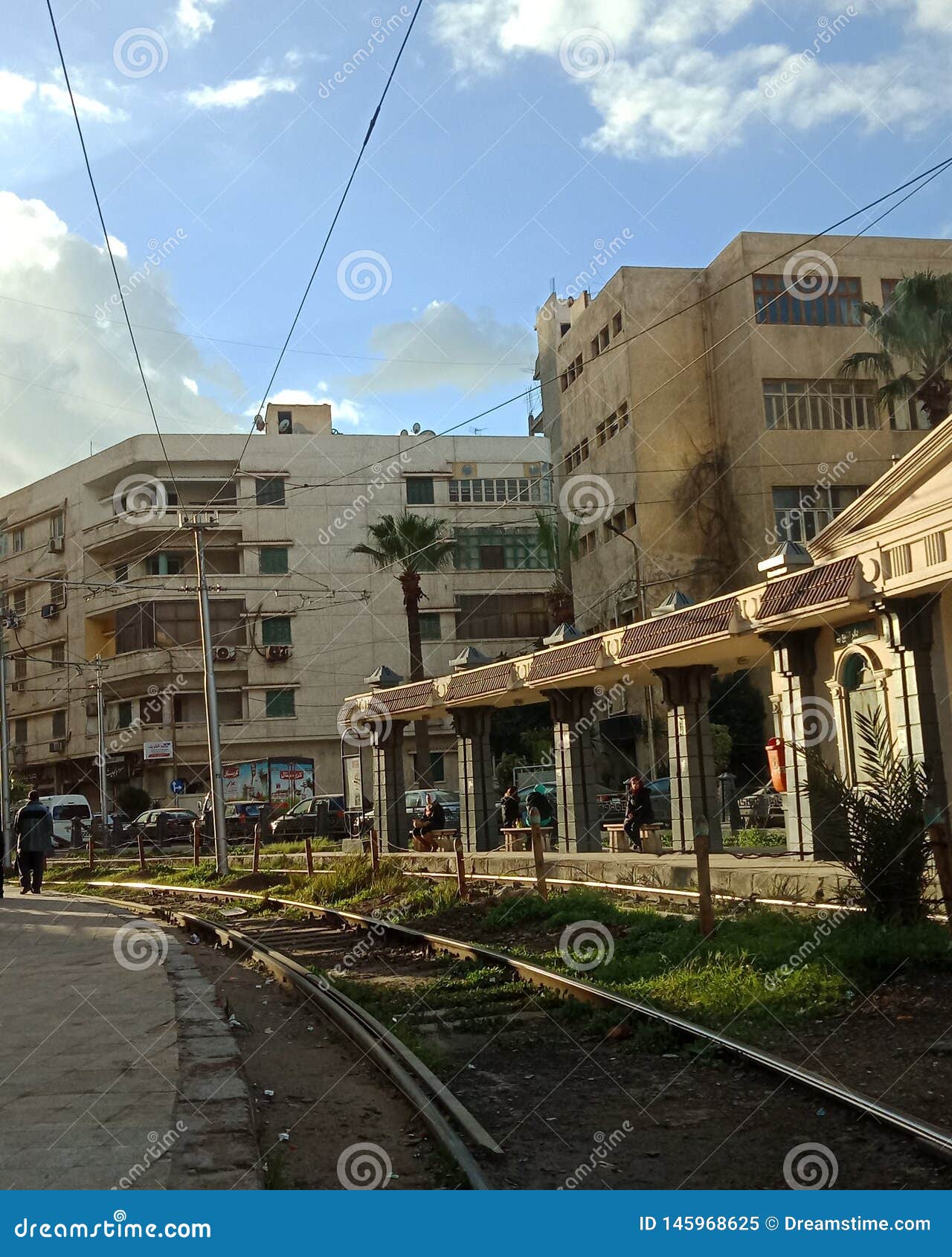 Tram station blue skies editorial image. Image of trstation - 145968625