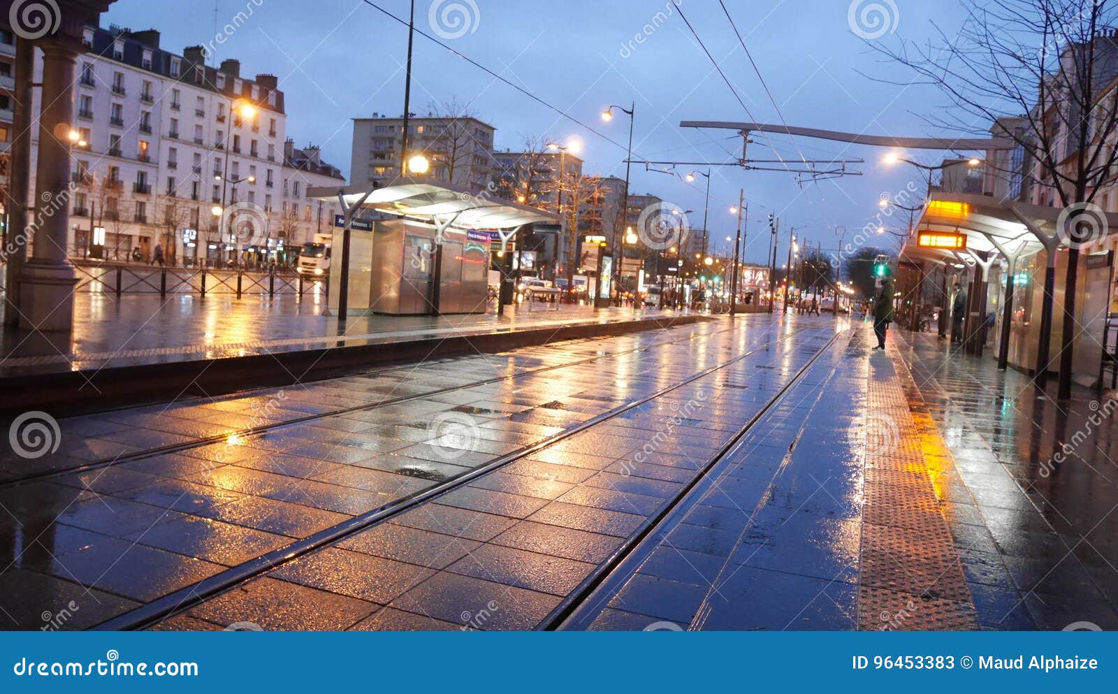 Tram station editorial stock photo. Image of tram, reflection - 96453383