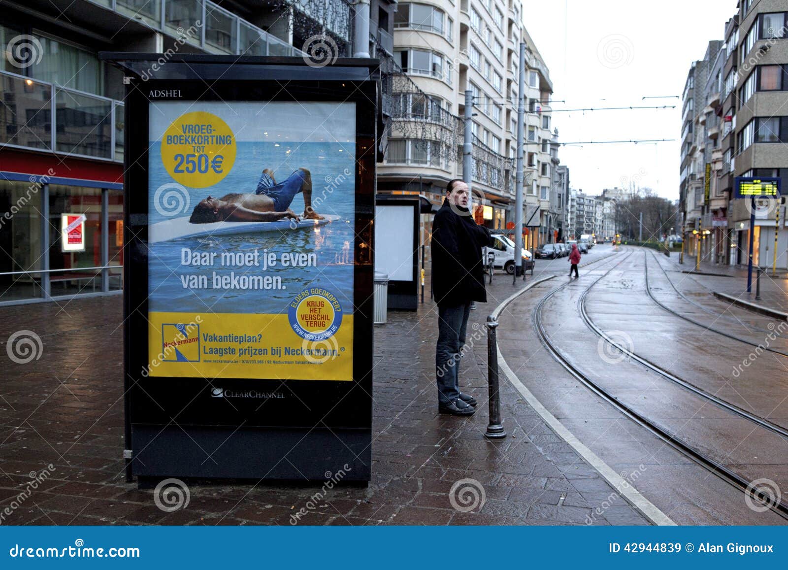 Tram Stop Sign In Front Of Austrian Parliament Building. Editorial ...