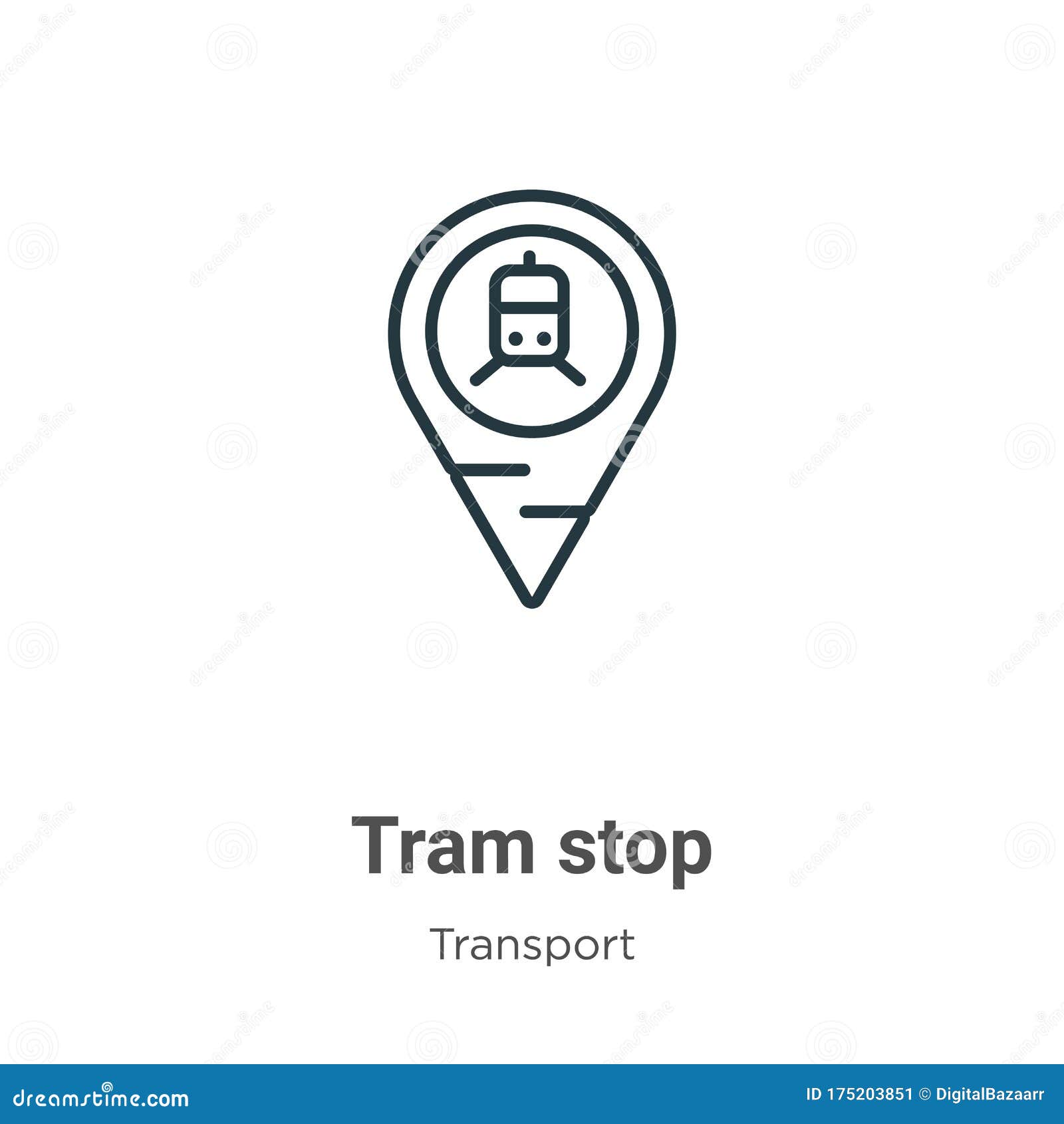 Tram Stop Label Icon On White Background. Simple Element Illustration ...