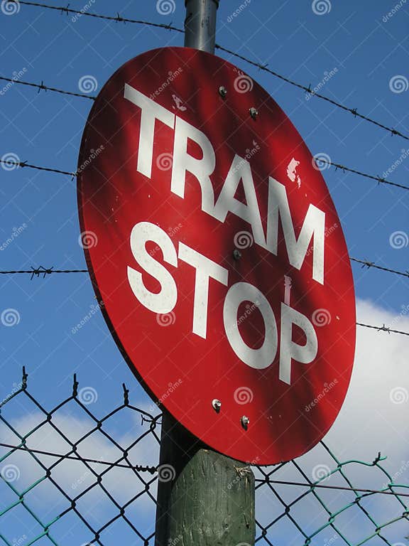 Tram Stop sign stock photo. Image of signage, fence, safe - 24646