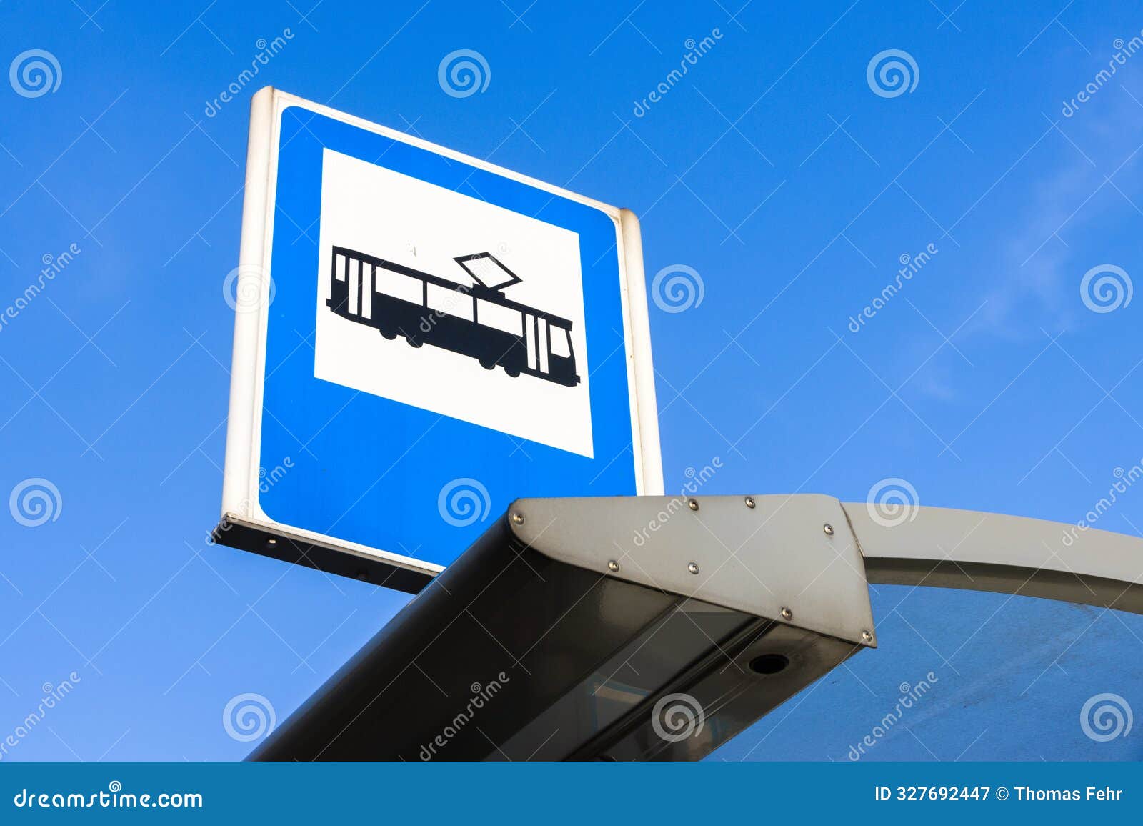 Tram stop sign stock image. Image of pedestrians, symbol - 327692447