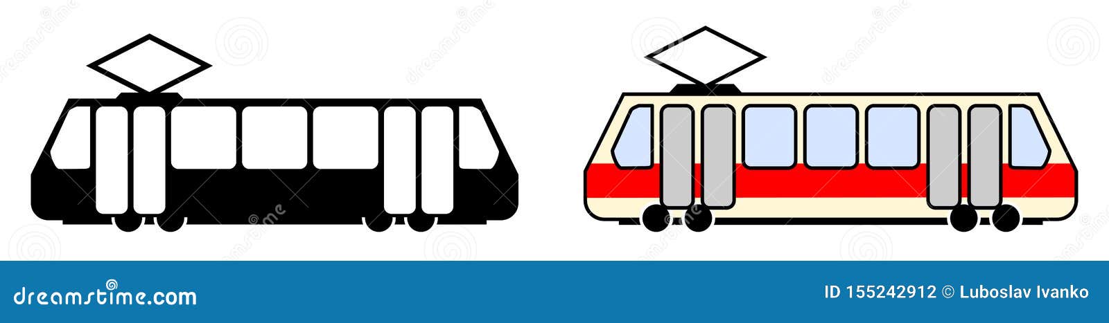 Tram / Streetcar Icon. Black and White / Color Version Stock Vector ...