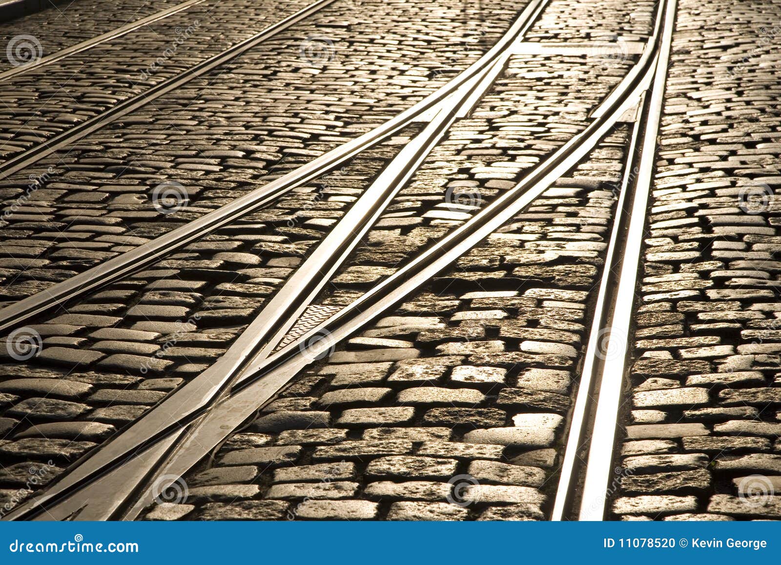 Tram Track Junction stock photo. Image of join, cobble - 11078520