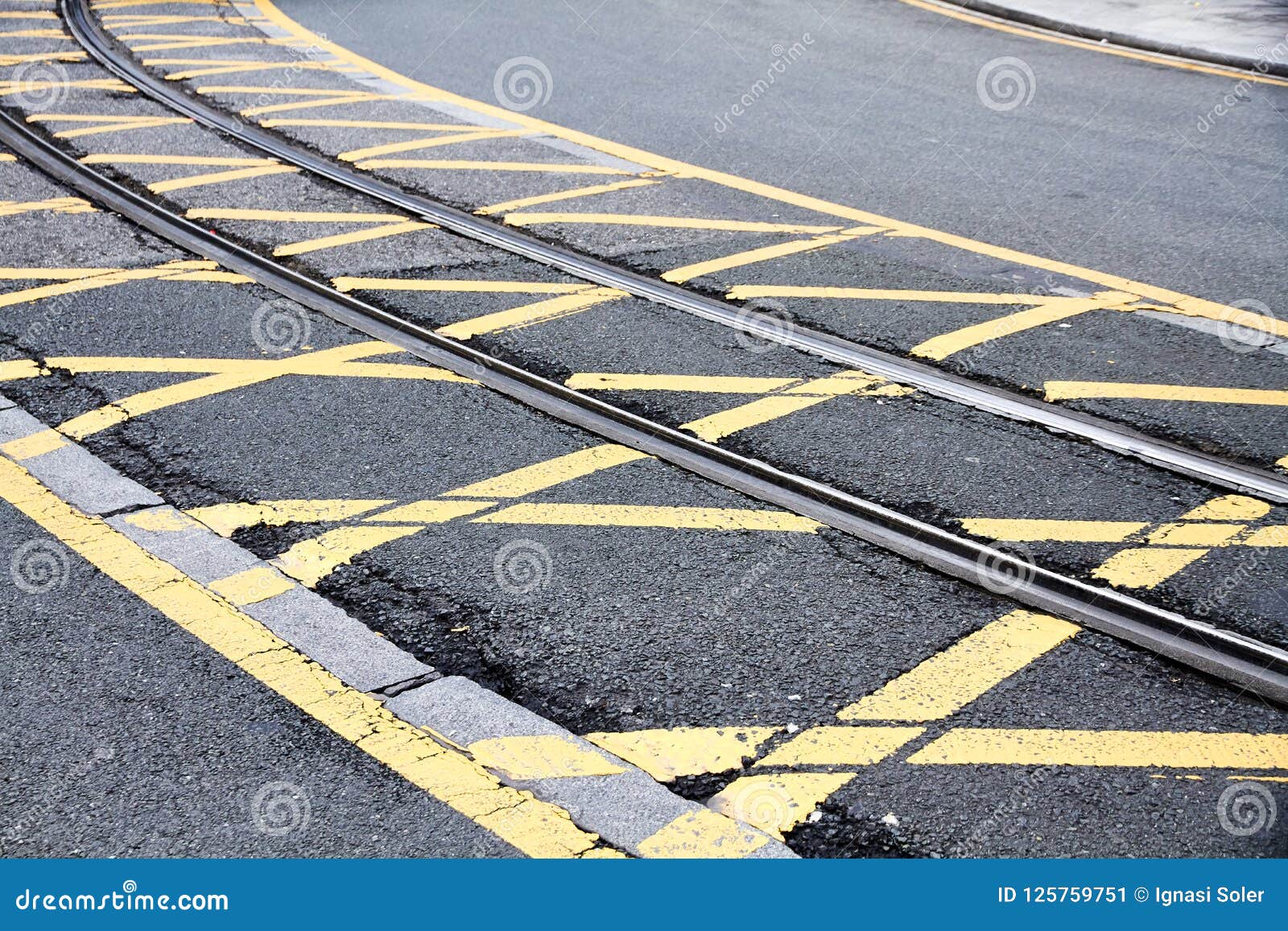 Tram track on the road stock image. Image of passenger - 125759751