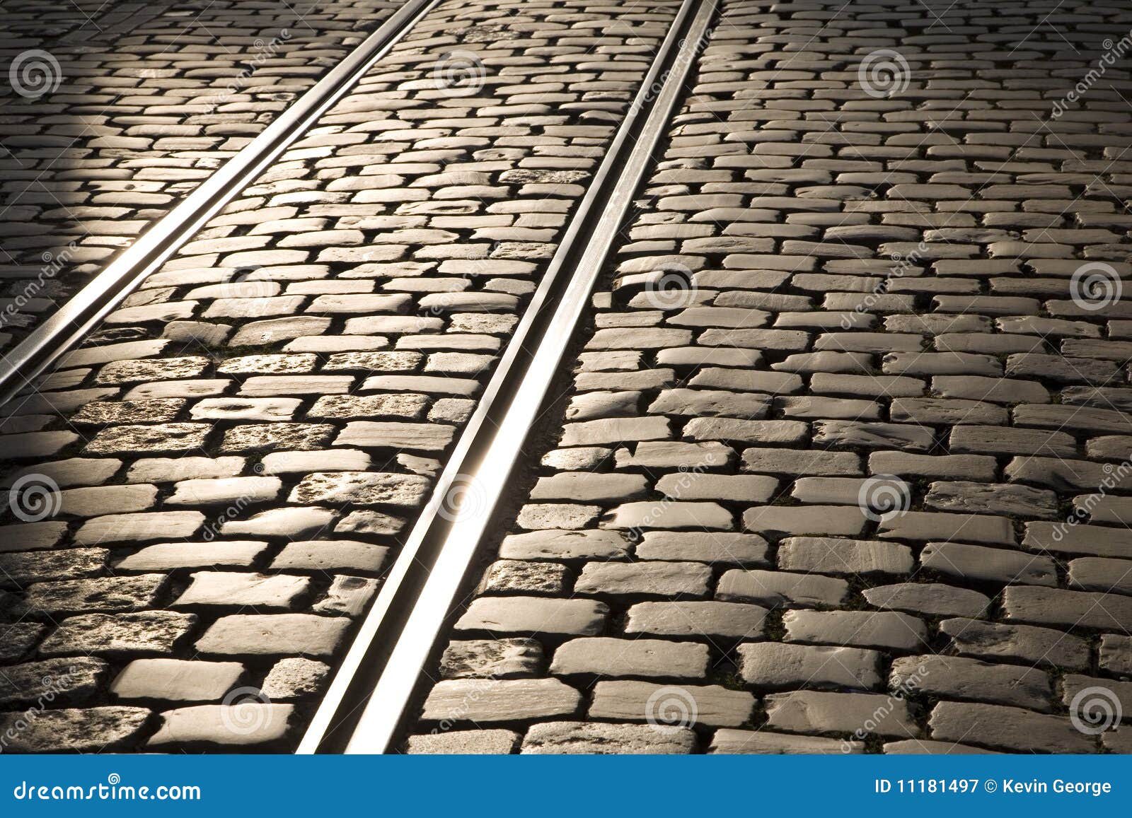 Tram Tracks stock image. Image of twilight, cobble, bright - 11181497