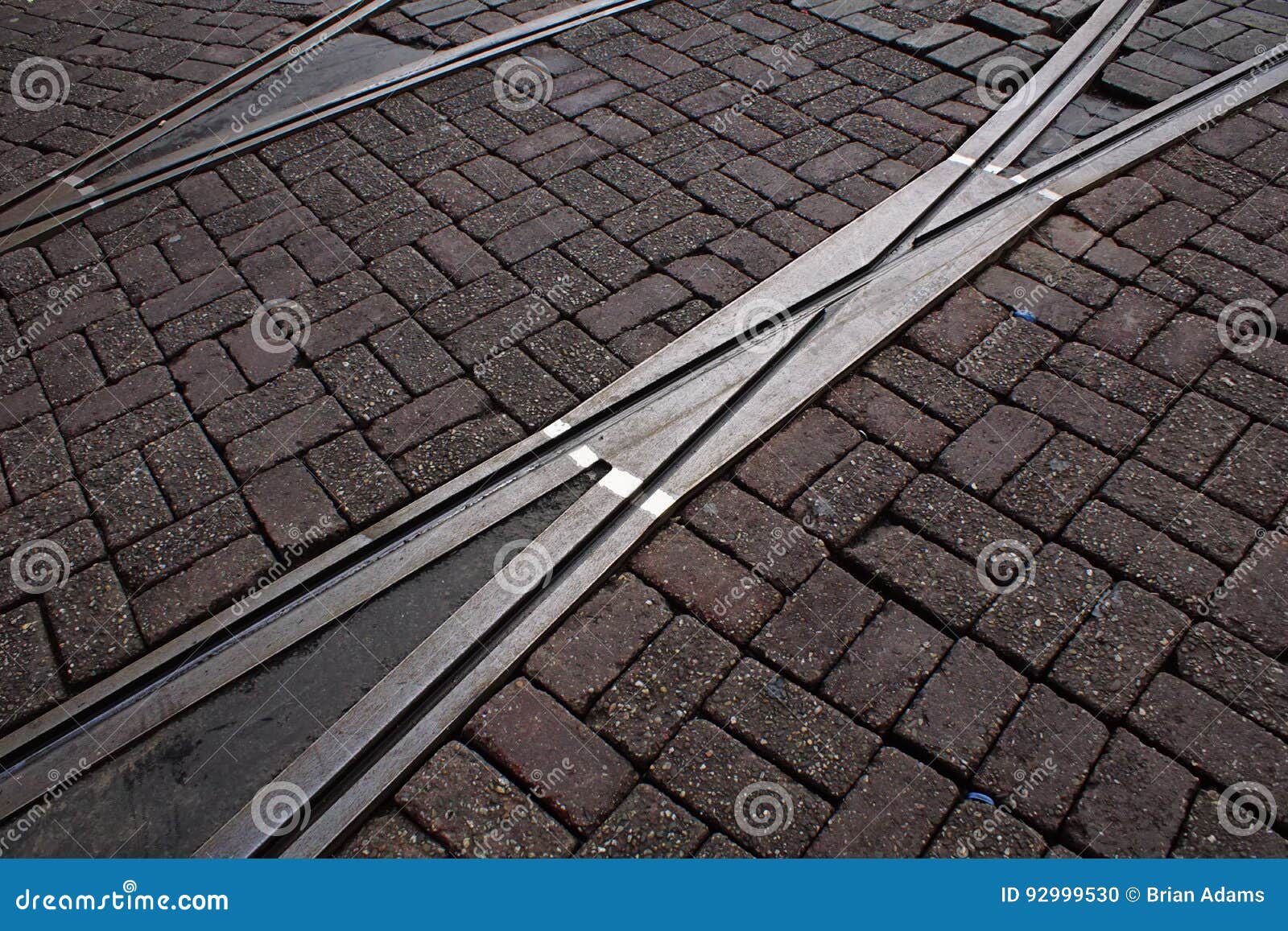 Tram Tracks in Amsterdam stock photo. Image of railways - 92999530
