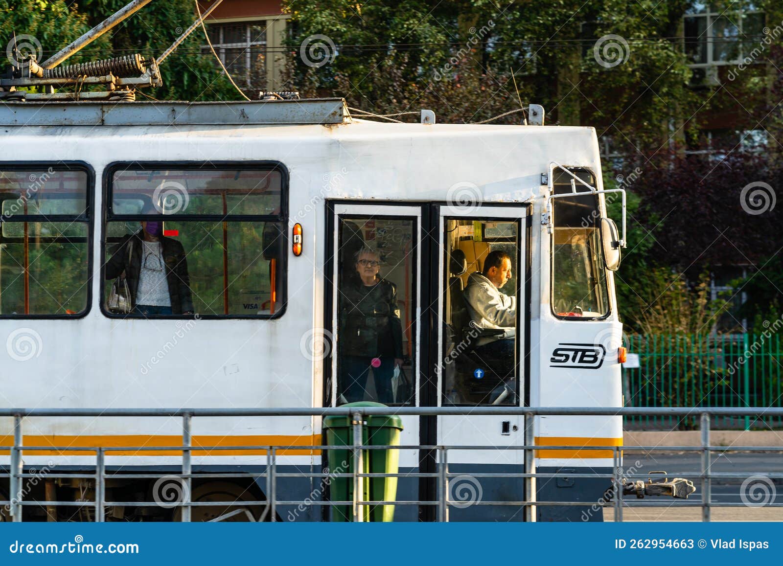 Tram in Traffic. Public Transport Bucharest, Romania, 2022 Editorial ...