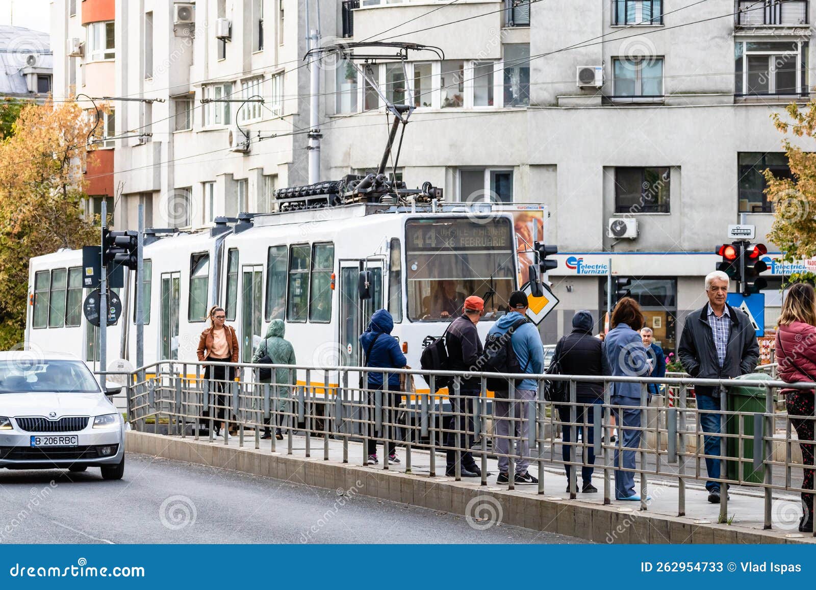 Tram in Traffic. Public Transport Bucharest, Romania, 2022 Editorial ...