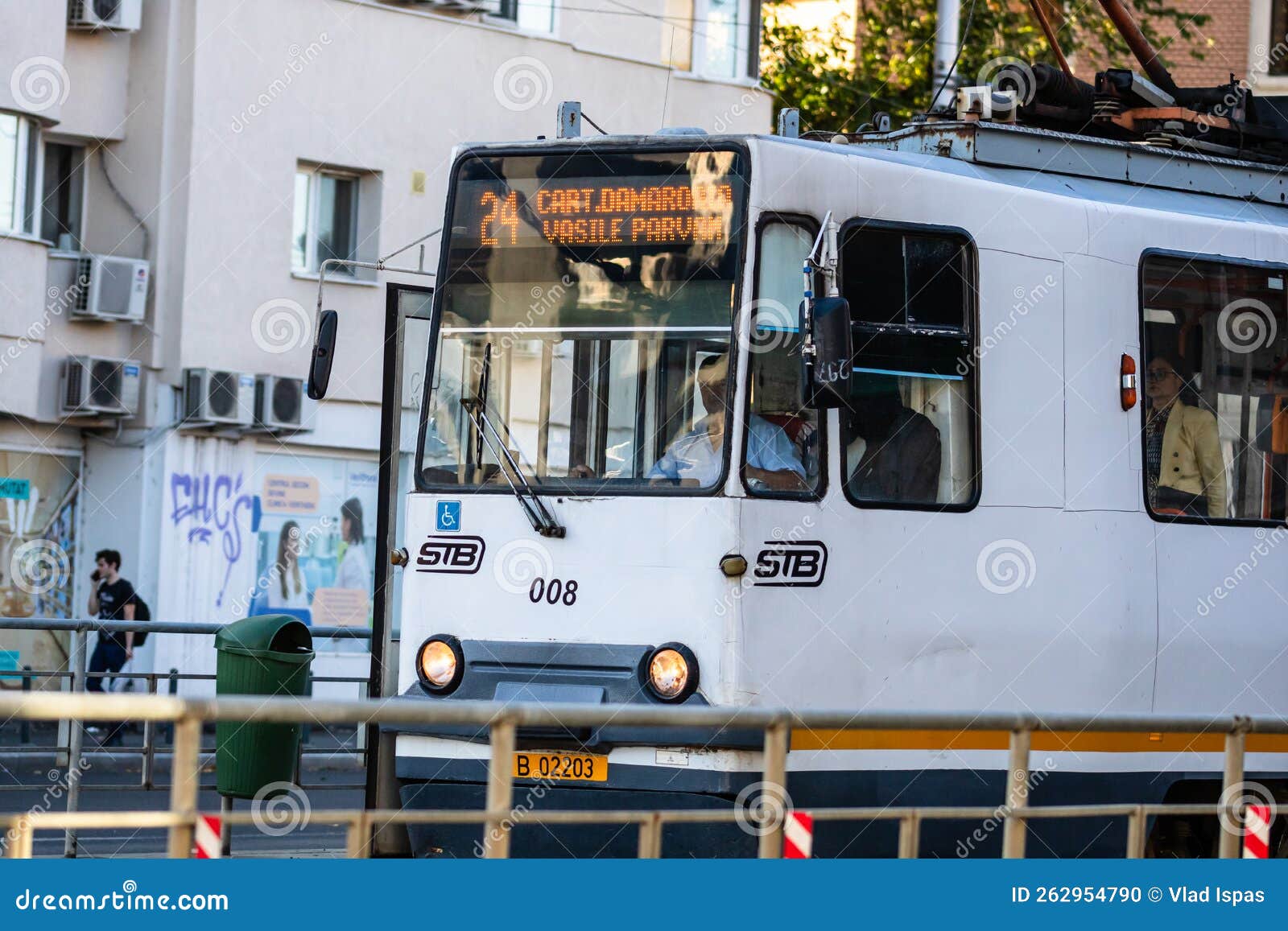 Tram in Traffic. Public Transport Bucharest, Romania, 2022 Editorial ...