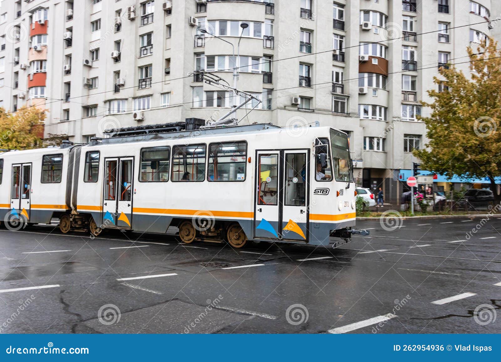 Tram in Traffic. Public Transport Bucharest, Romania, 2022 Editorial ...