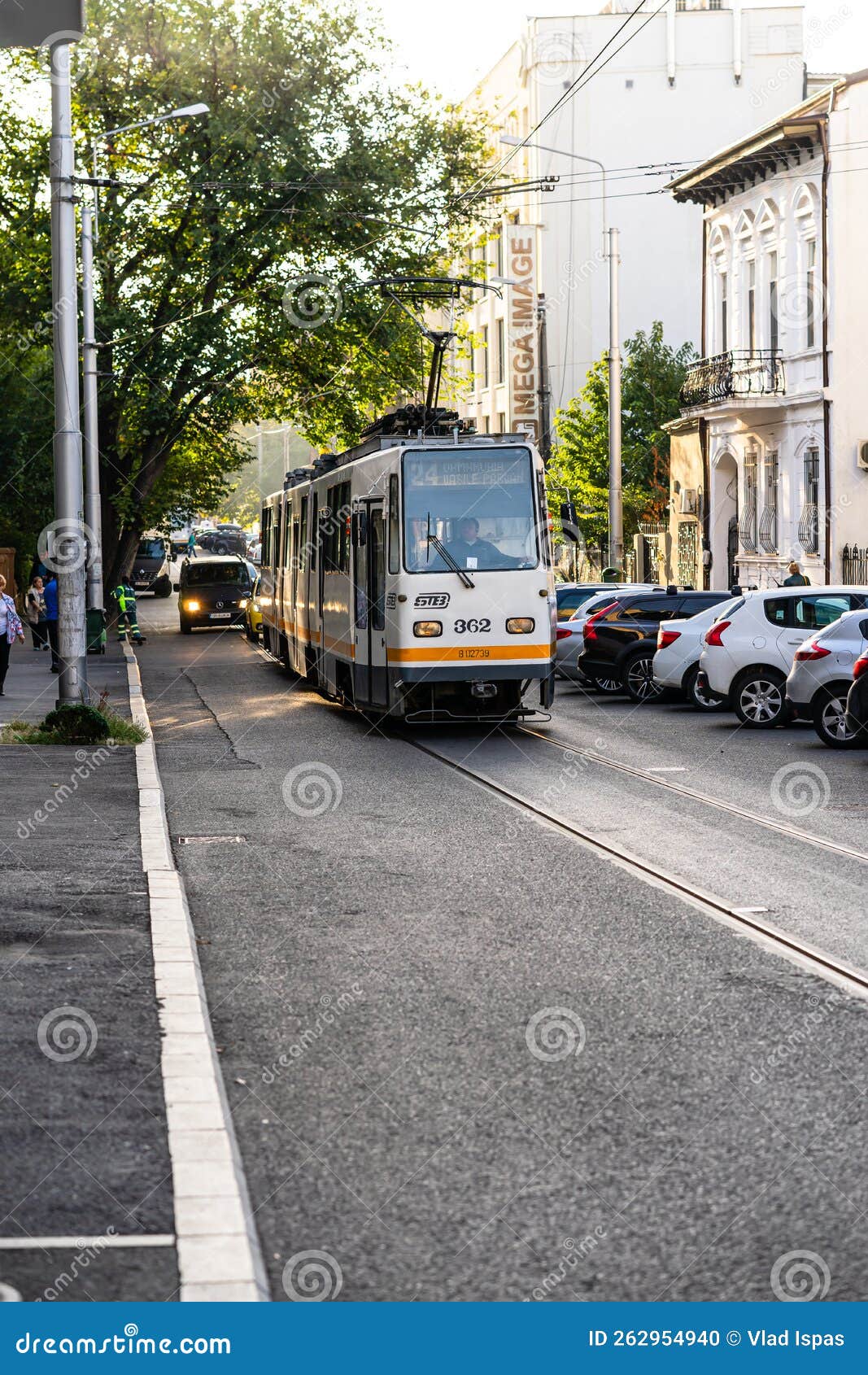 Tram in Traffic. Public Transport Bucharest, Romania, 2022 Editorial ...
