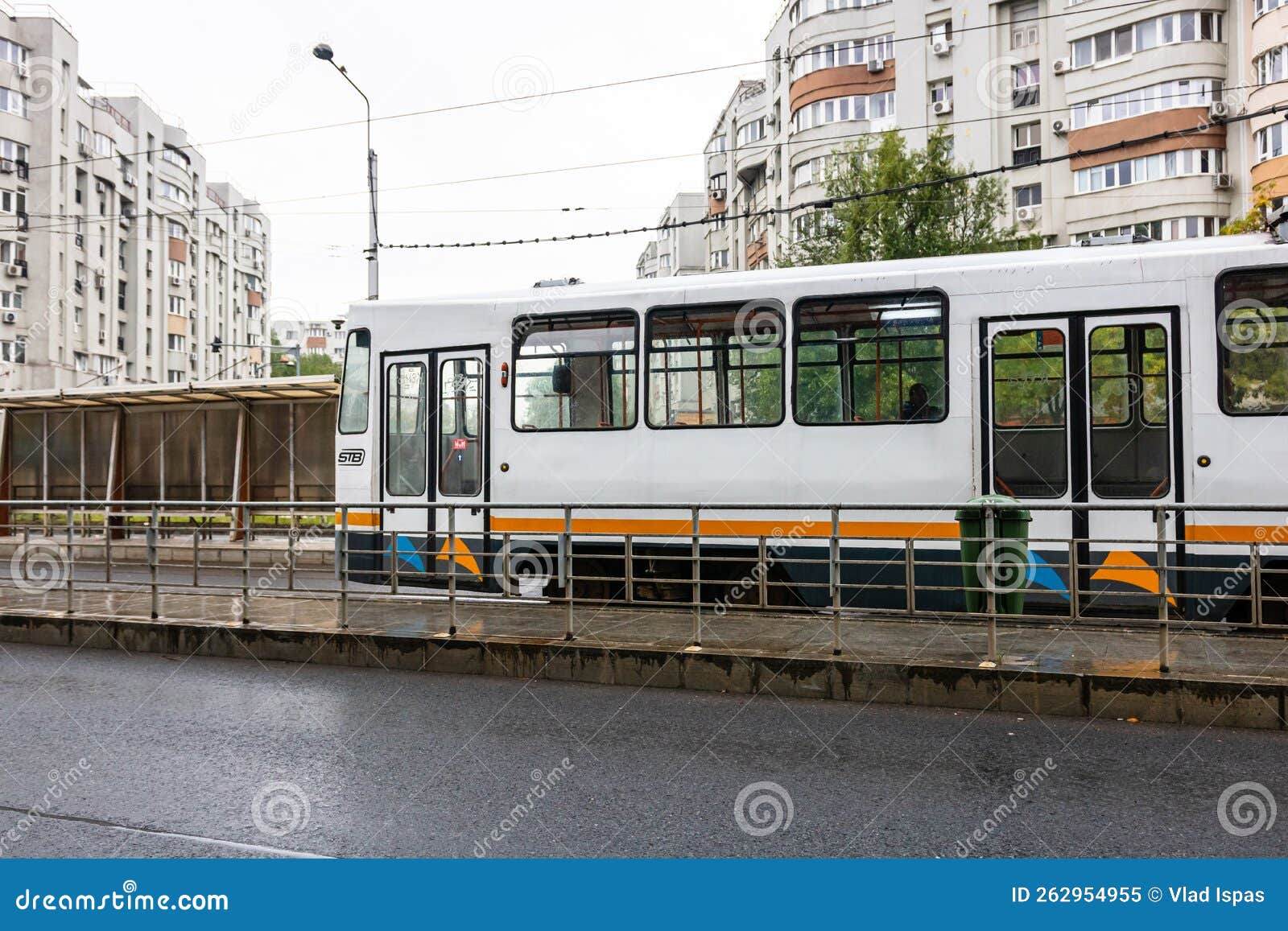 Tram in Traffic. Public Transport Bucharest, Romania, 2022 Editorial ...