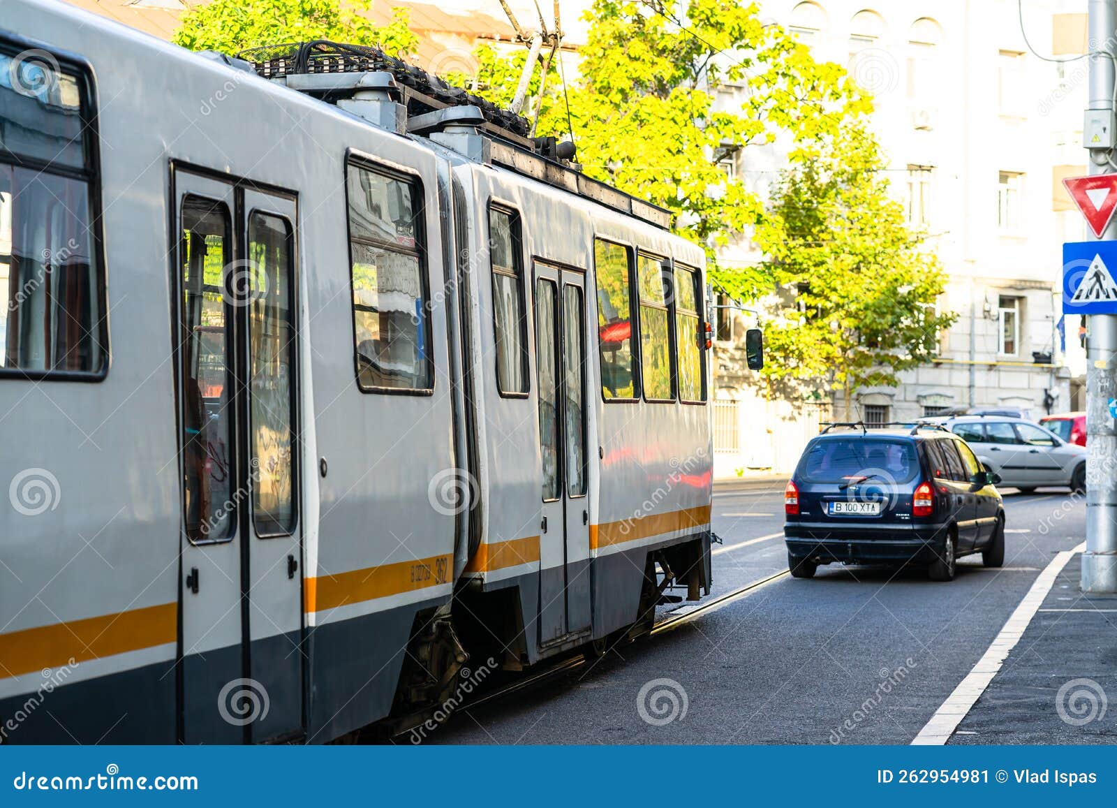 Tram in Traffic. Public Transport Bucharest, Romania, 2022 Editorial ...