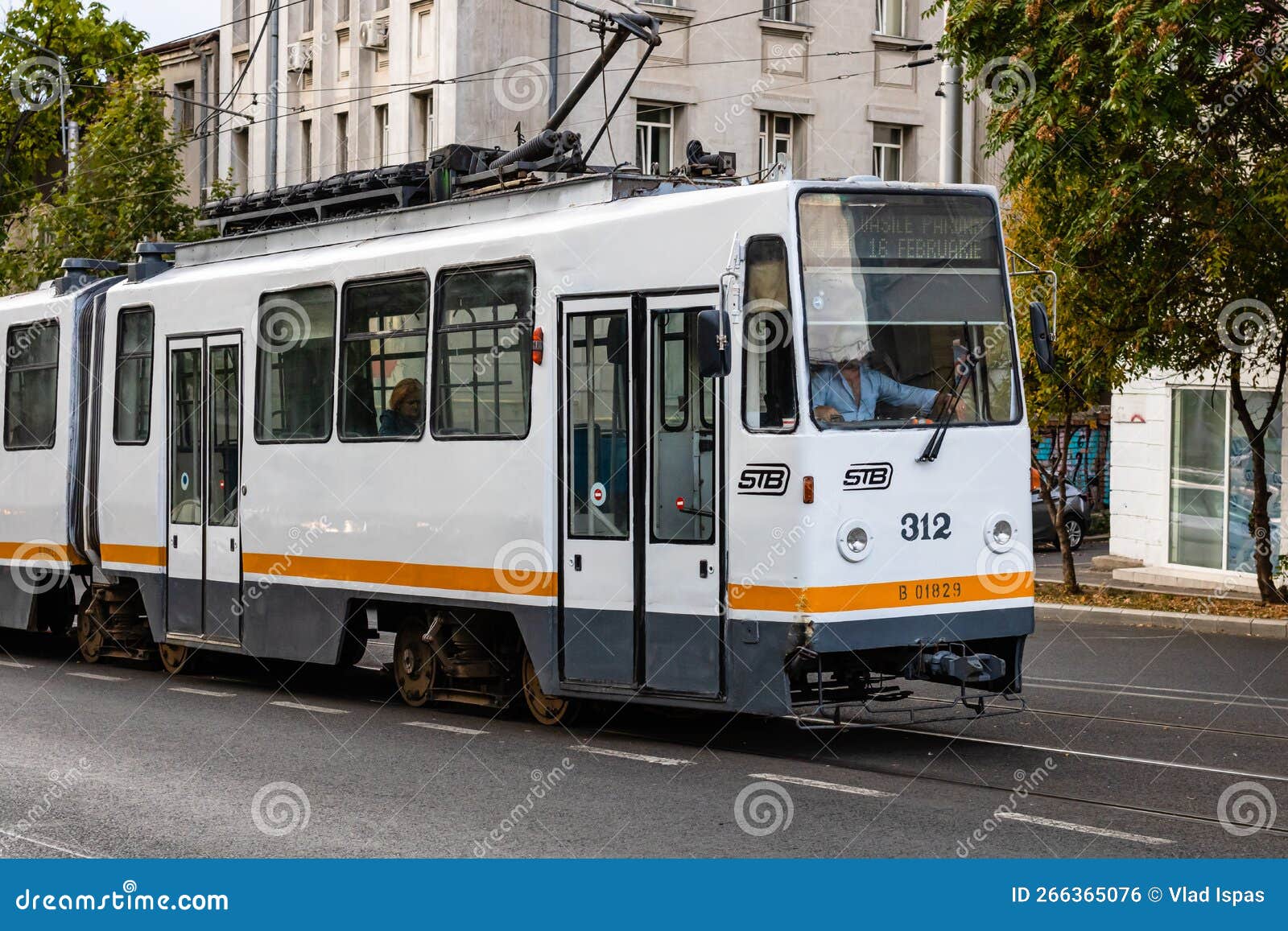 Tram in Traffic. Public Transport Bucharest, Romania, 2022 Editorial ...