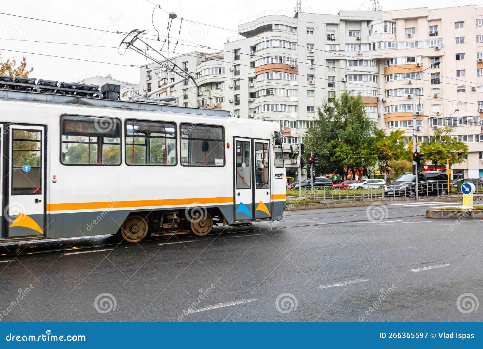 Tram in Traffic. Public Transport Bucharest, Romania, 2022 Editorial ...
