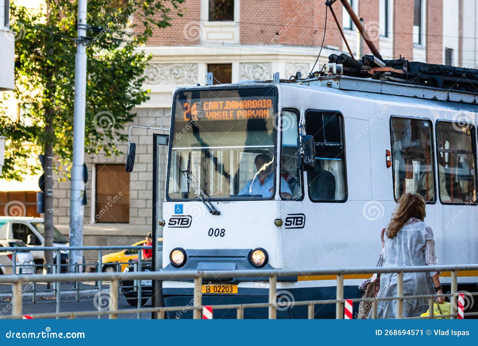 Tram in Traffic. Public Transport Bucharest, Romania, 2022 Editorial ...