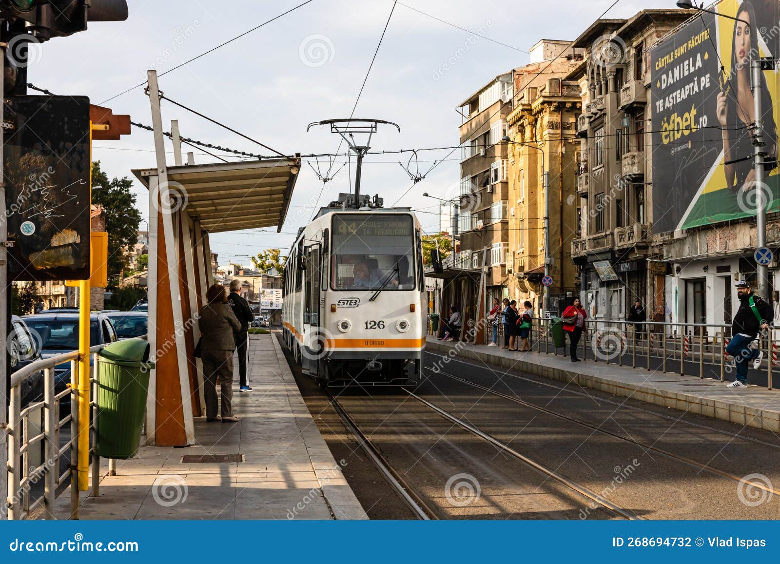 Tram in Traffic. Public Transport Bucharest, Romania, 2022 Editorial ...