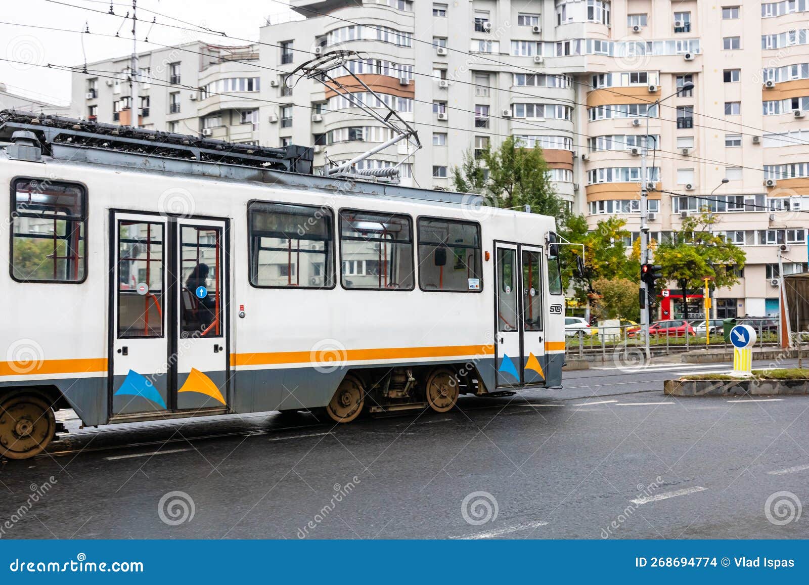 Tram in Traffic. Public Transport Bucharest, Romania, 2022 Editorial ...